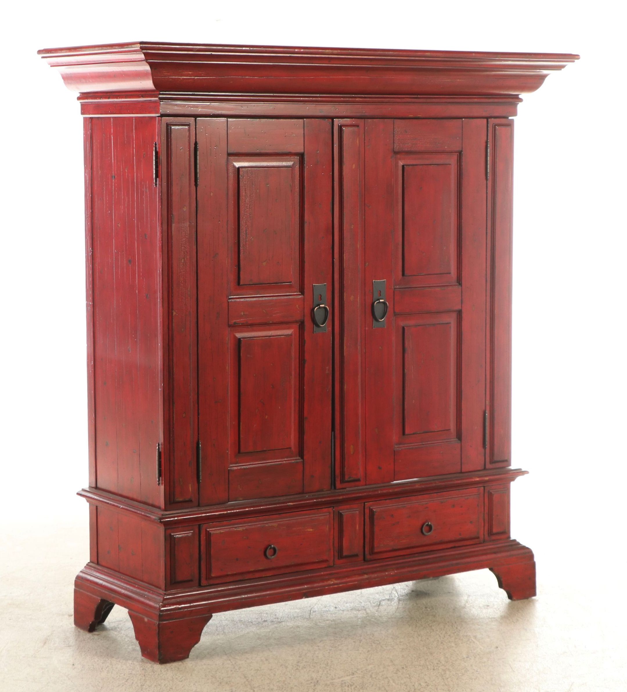 Pottery Barn "Campton" Media Armoire in Ming Red | EBTH