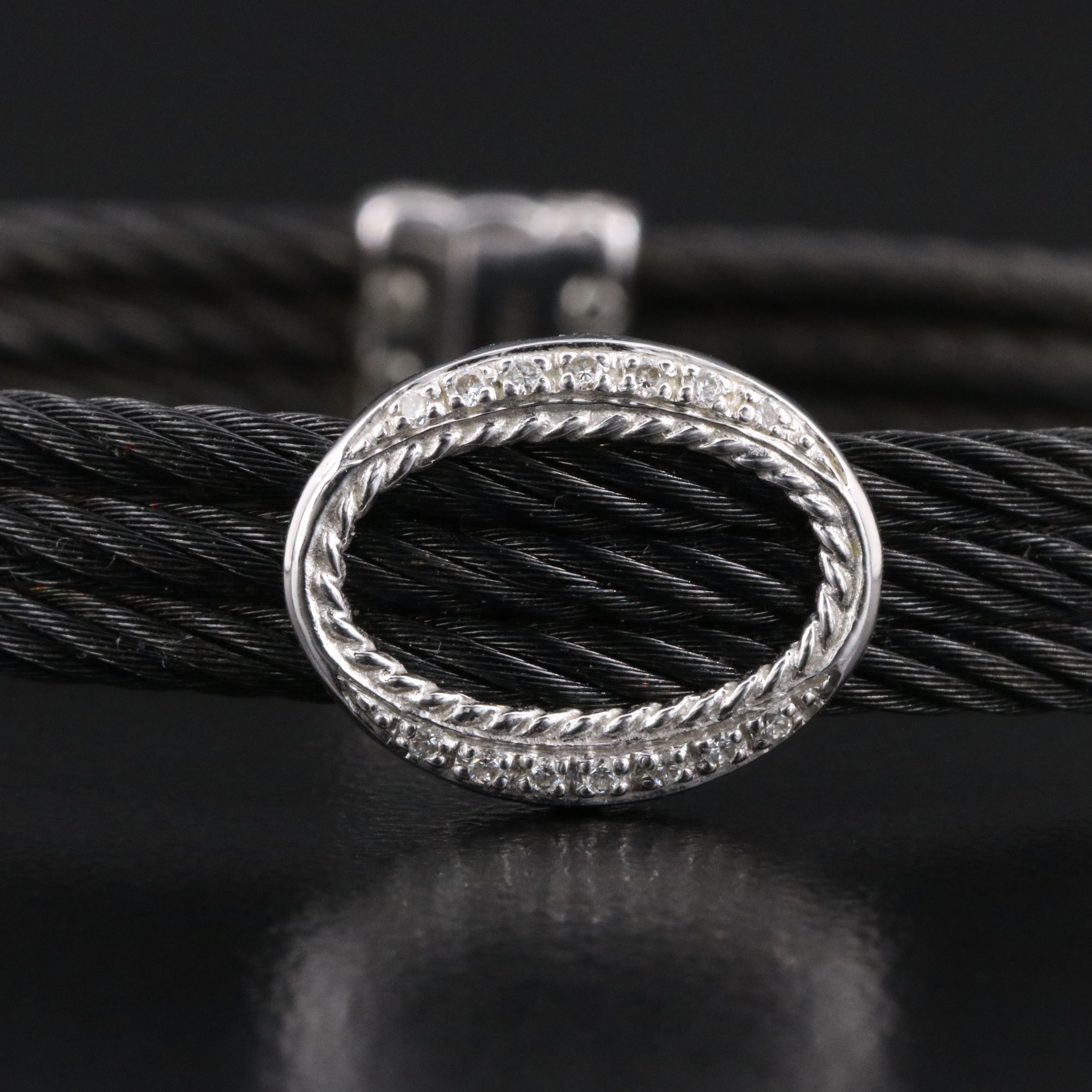 Charriol Celtic Noir Black Steel Cable Bracelet with 18K and Diamond ...