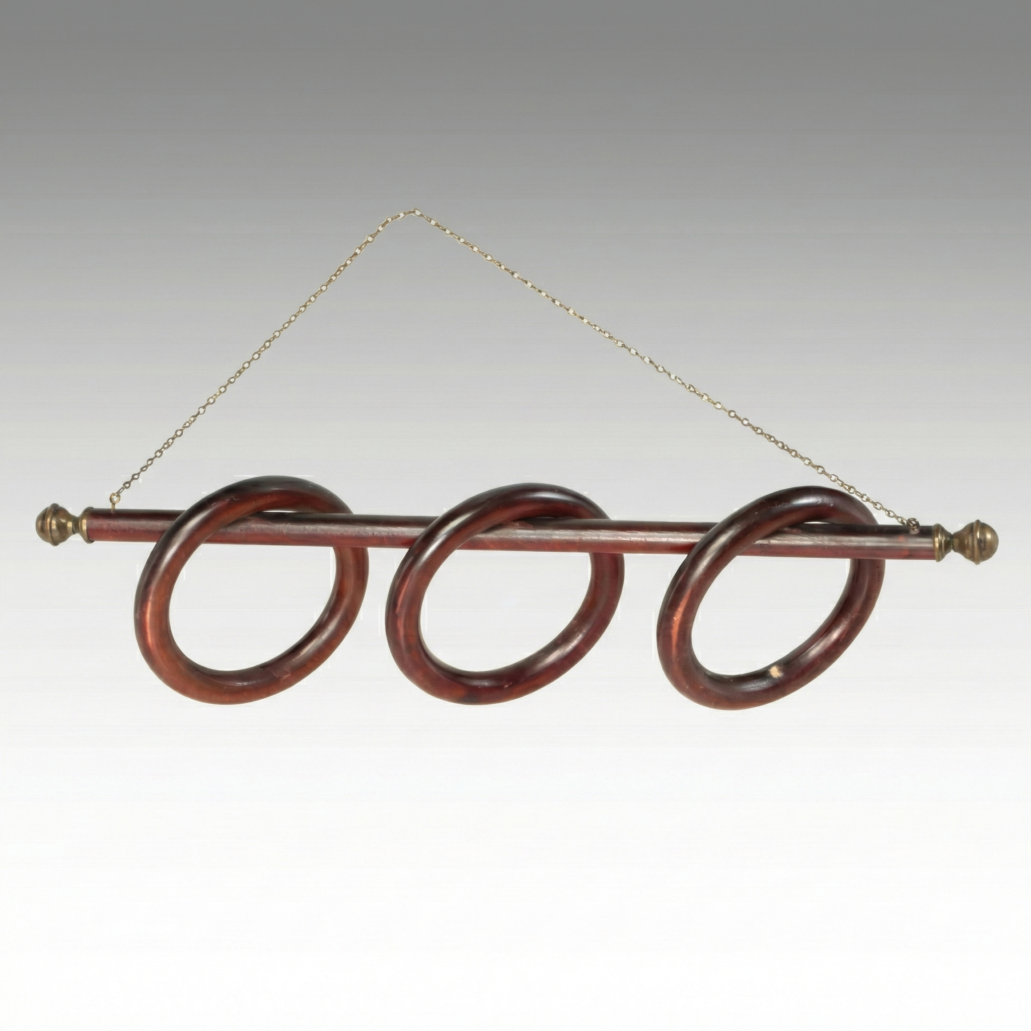 Primitive Style Three-Ring Hanging Wood Towel Rack | EBTH