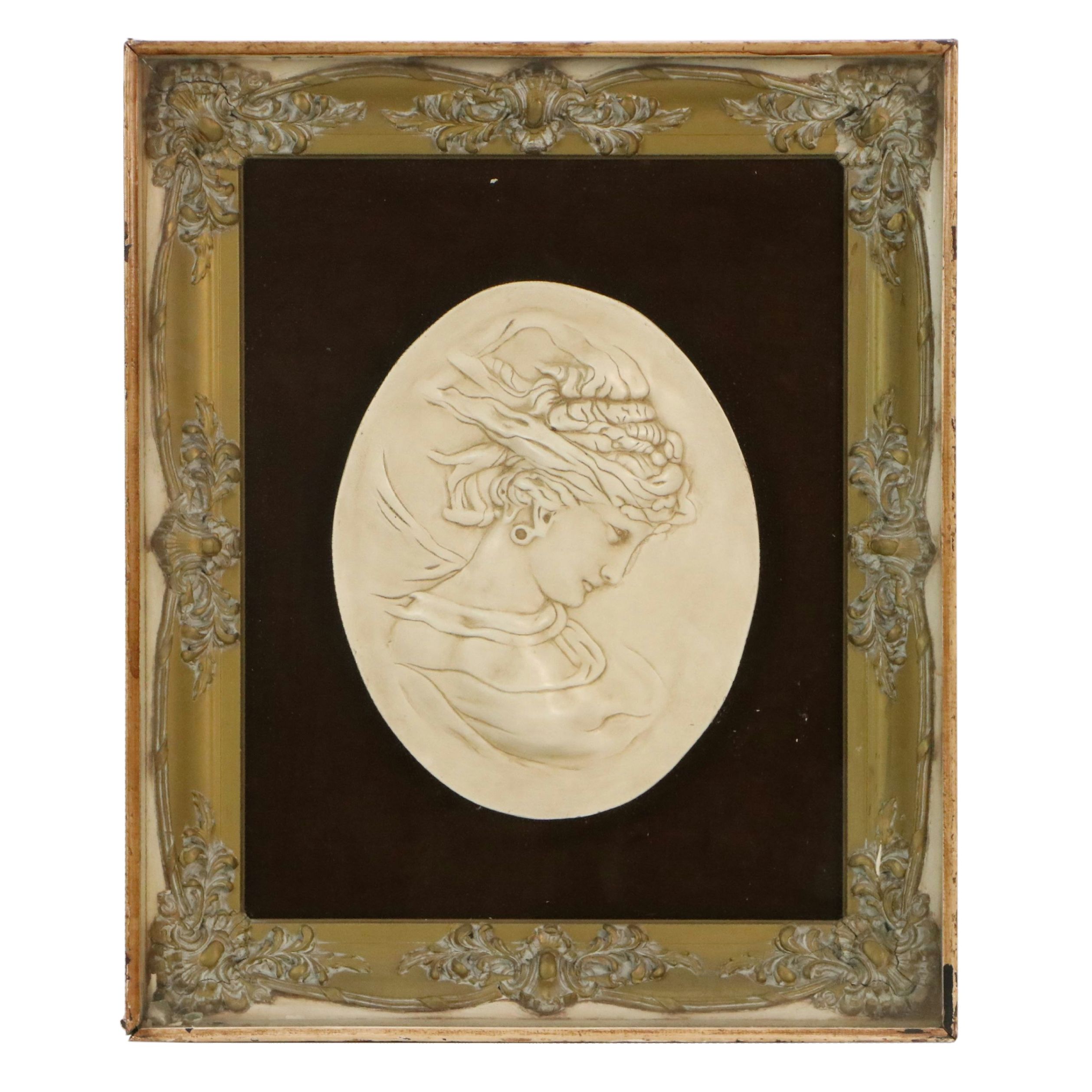 Ceramic Cameo Relief Plaque of Woman in Profile, Mid-20th Century | EBTH