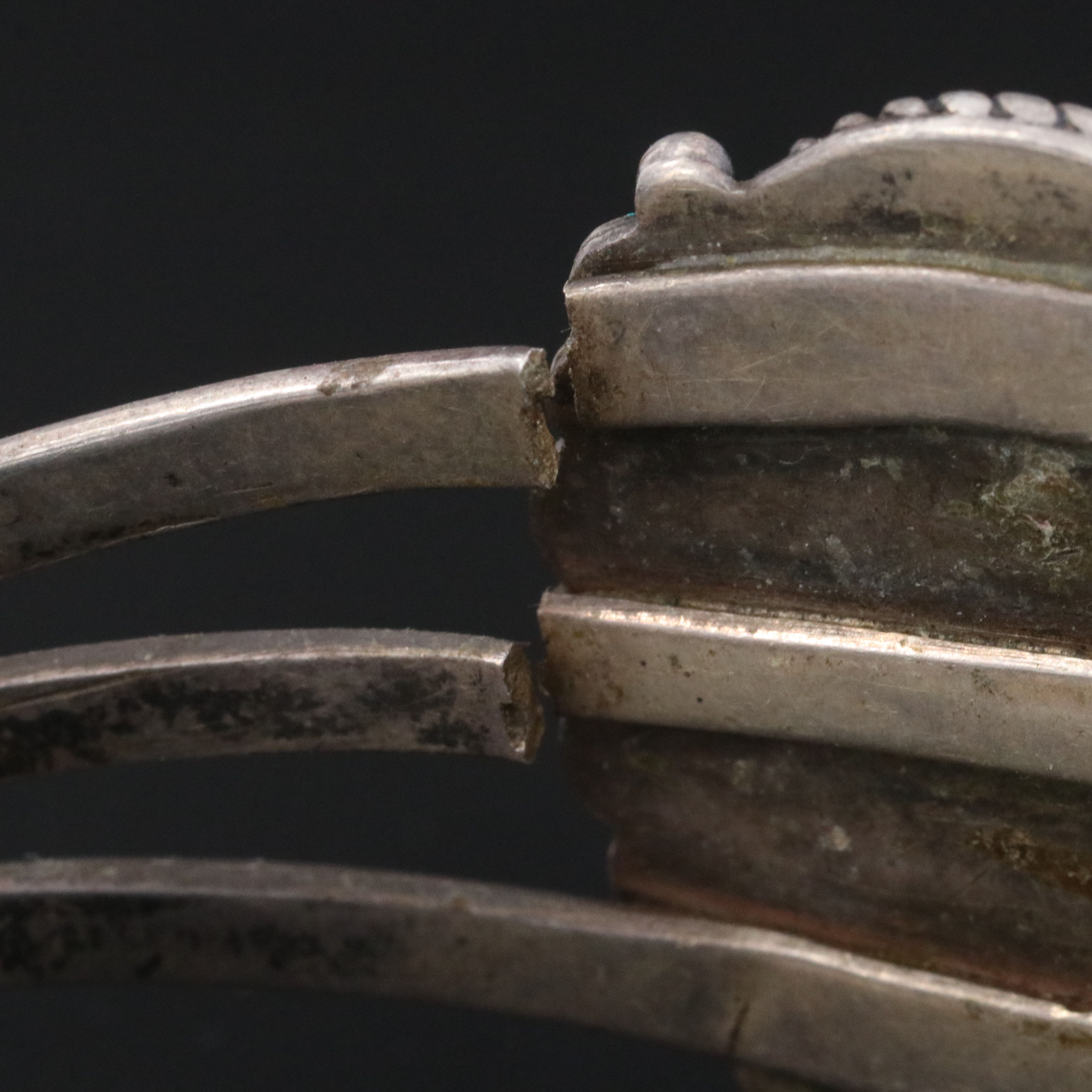 Vintage Fred Harvey Style Sterling Faux Turquoise Stampwork Bracelet ...