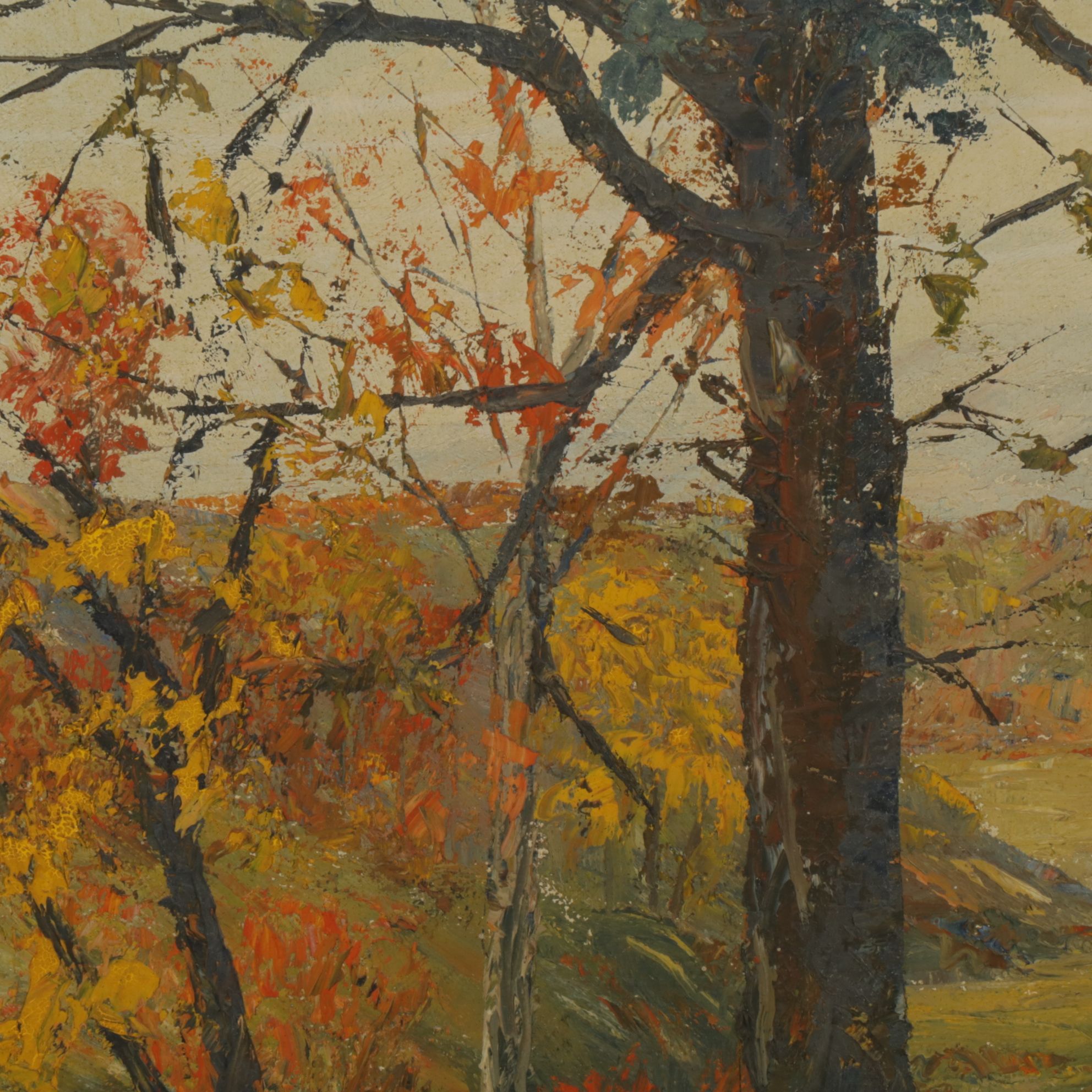 Impasto Impressionist Landscape Oil Painting of Autumn Forest Scene | EBTH