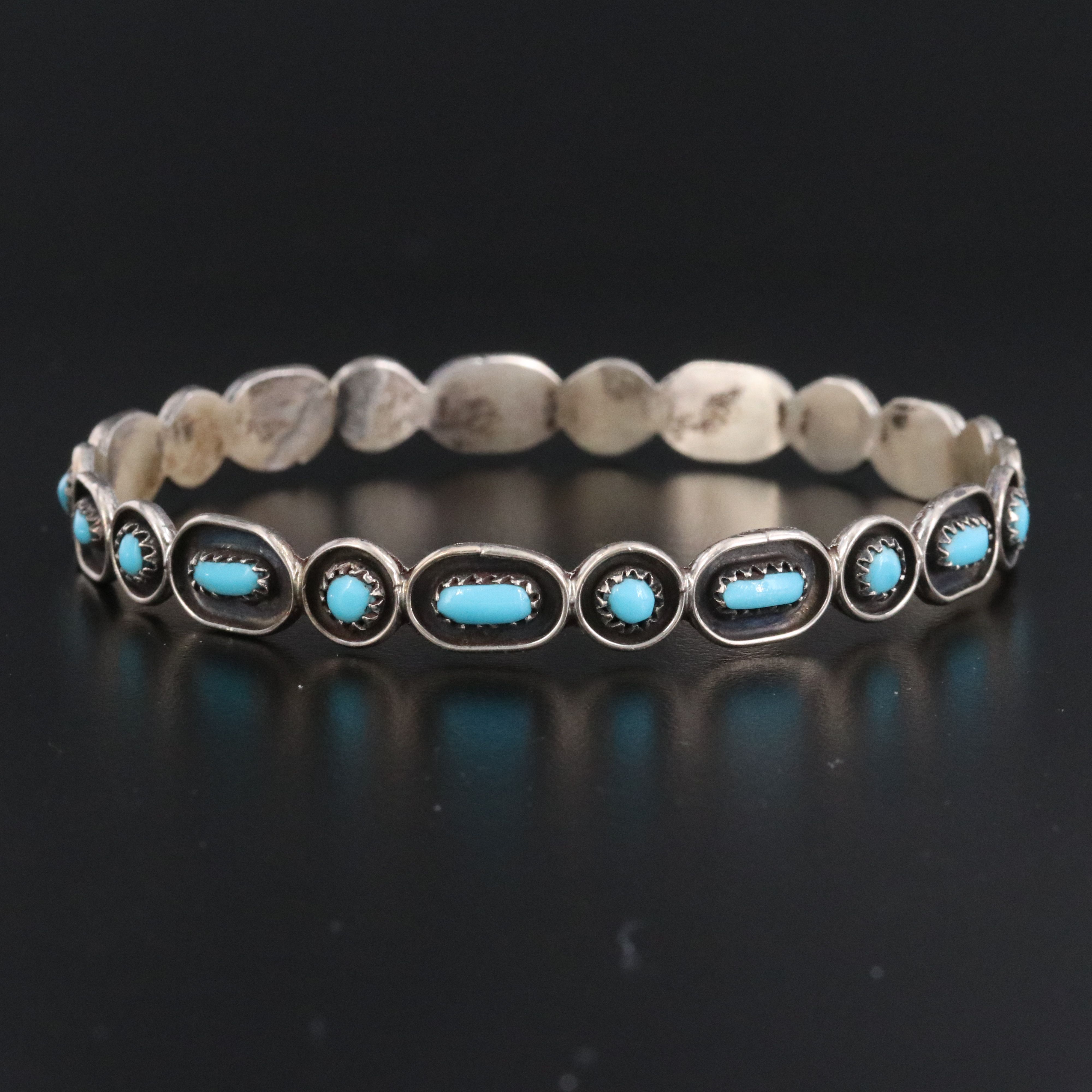 Western Sterling Turquoise Bangle Bracelet | EBTH