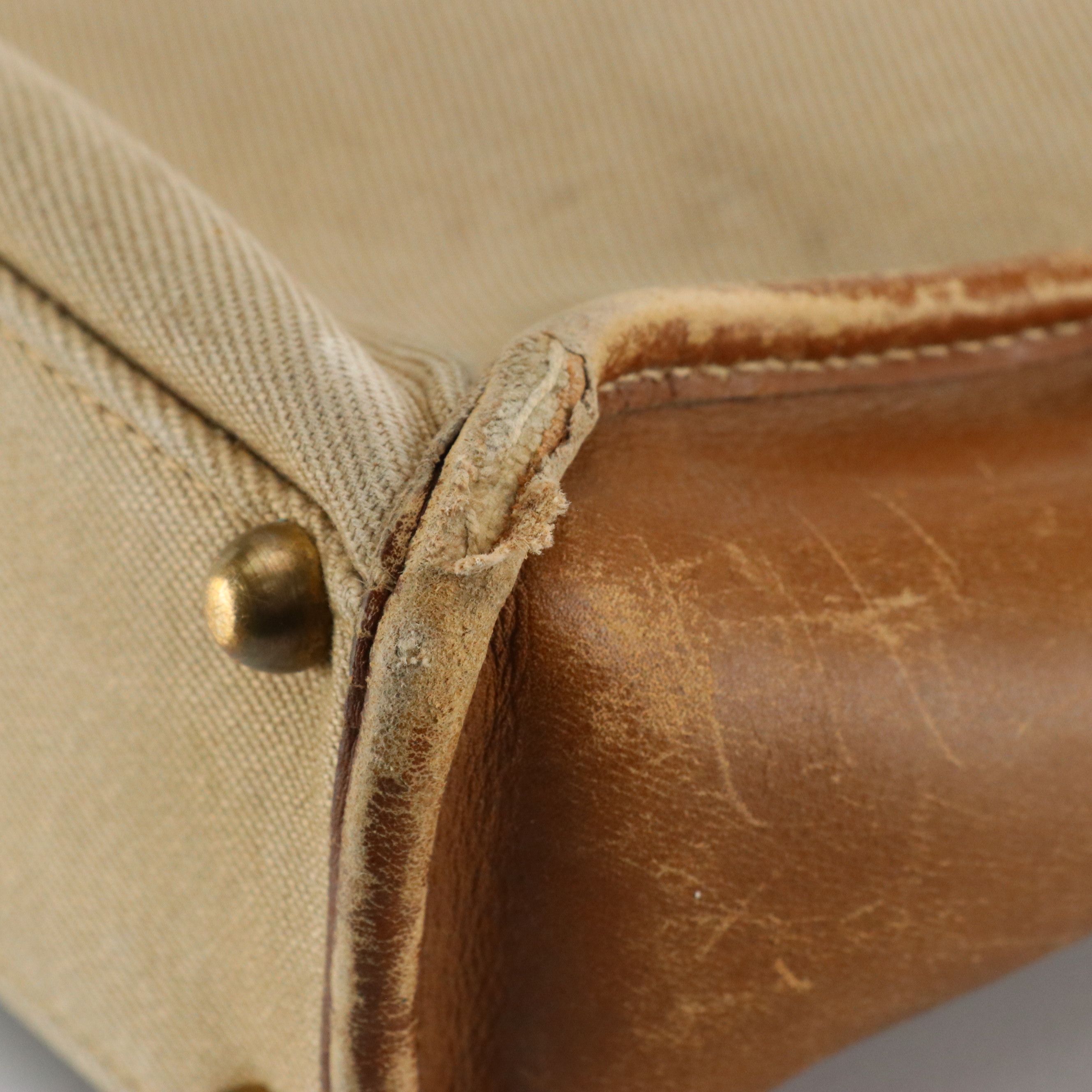 Marley Hogdson Beige Canvas Work Tote, Other White Leather Bamboo ...