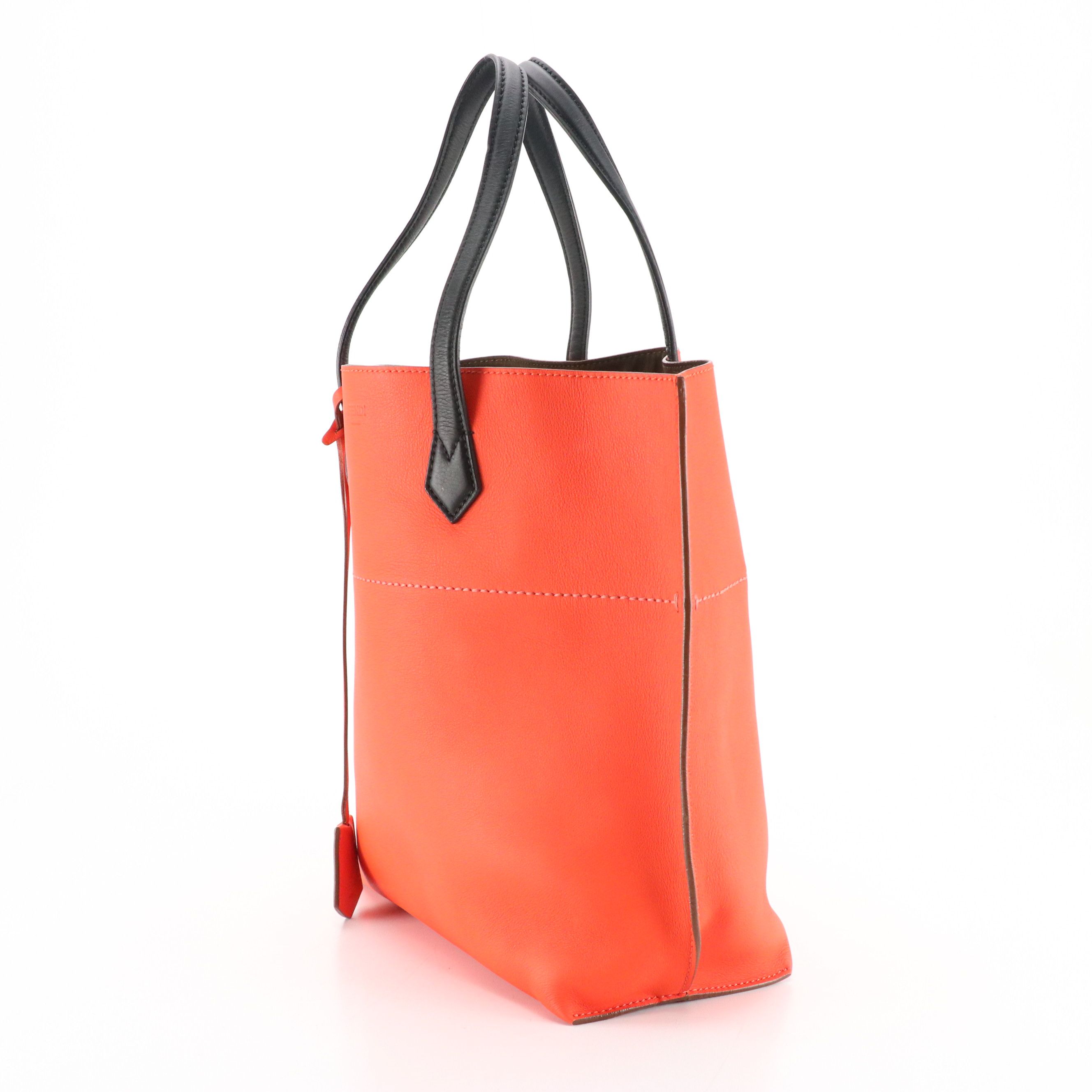 Fendi All In Tote in Bright Orange Calfskin Leather with Black Trim | EBTH