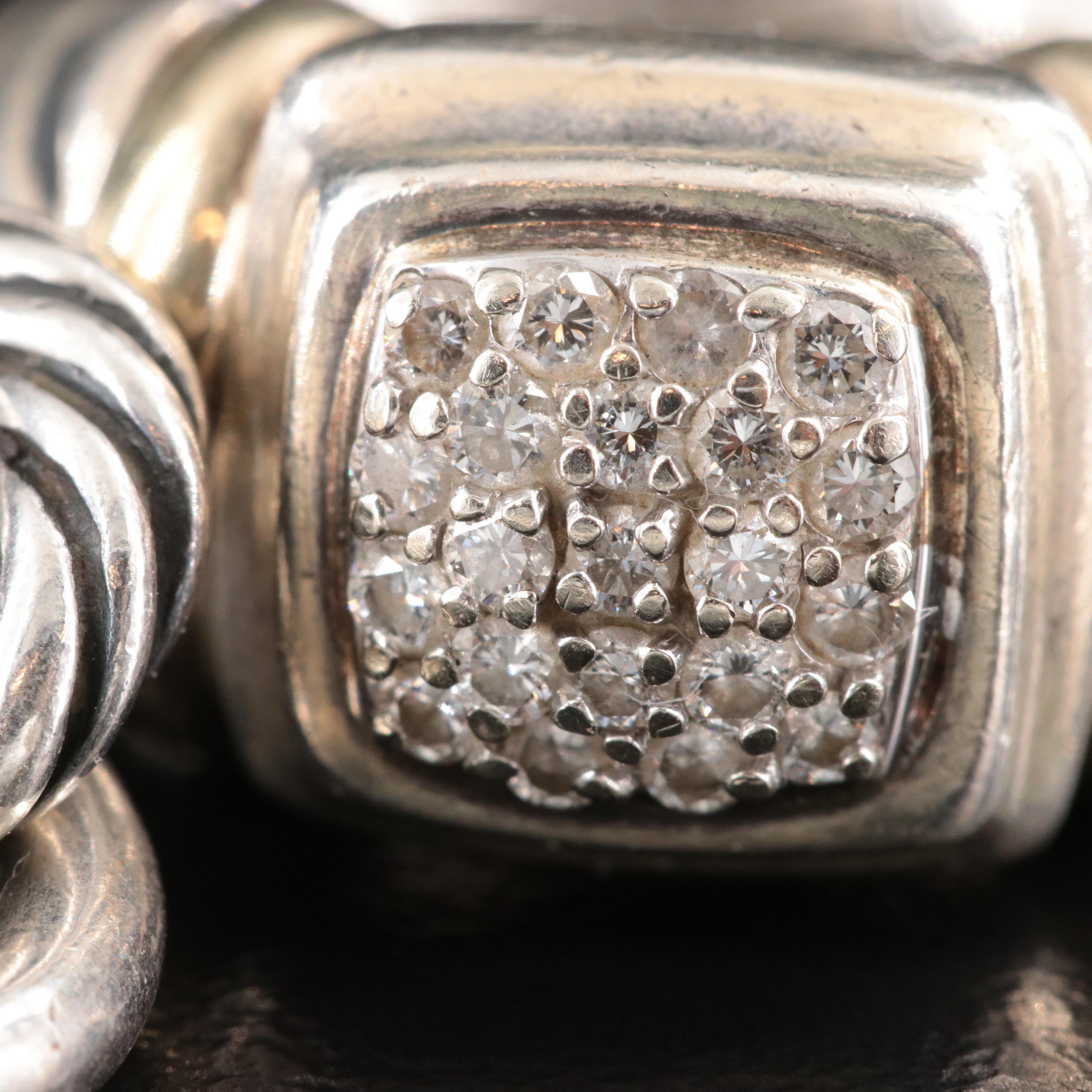 David Yurman Cable Sterling 0.30 CTW Diamond Ring and Oval Link ...