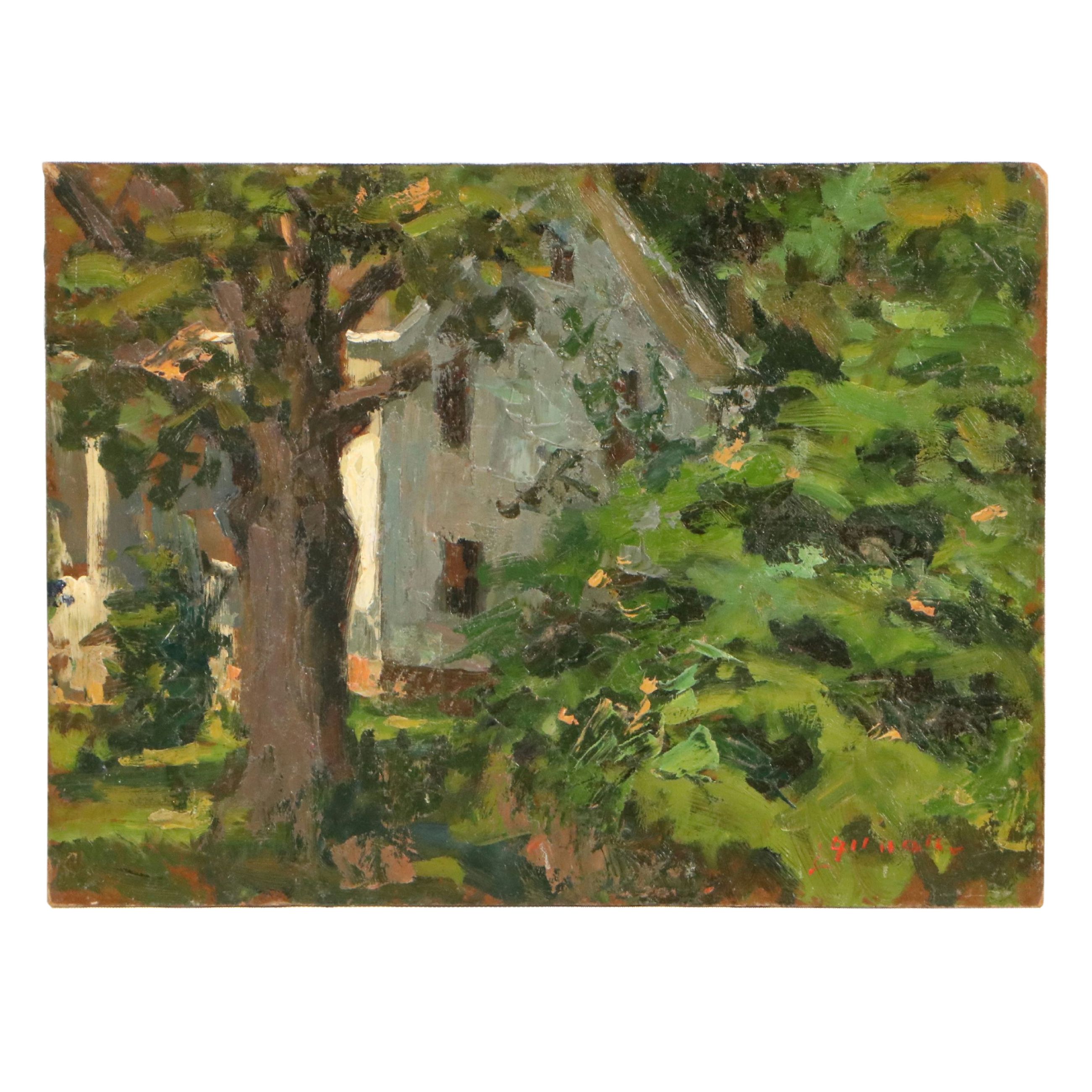 Bernard Lennon Impressionist Landscape Oil Painting with White House | EBTH