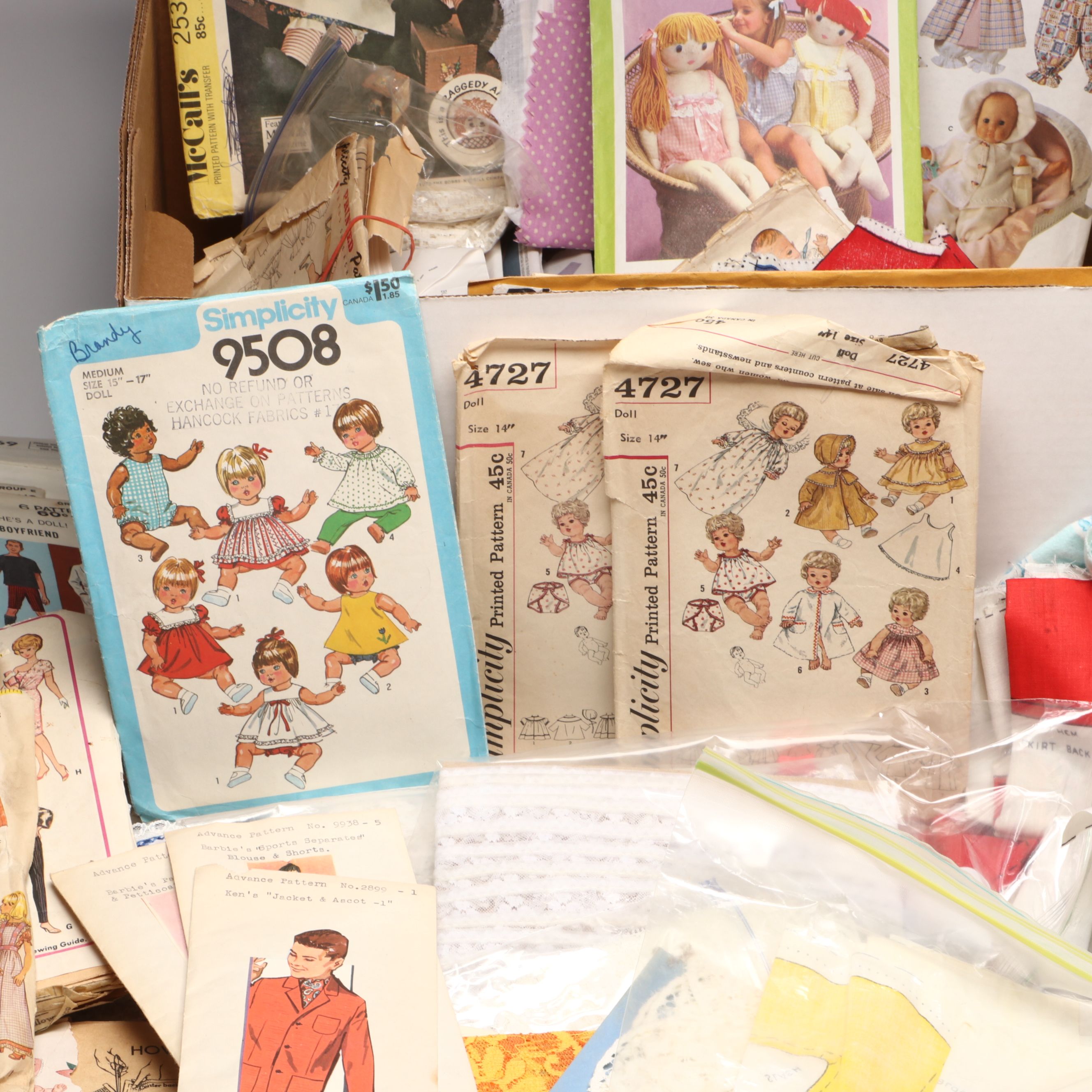Mattel and More Vintage Doll Clothing Sewing Patterns with Fabric ...