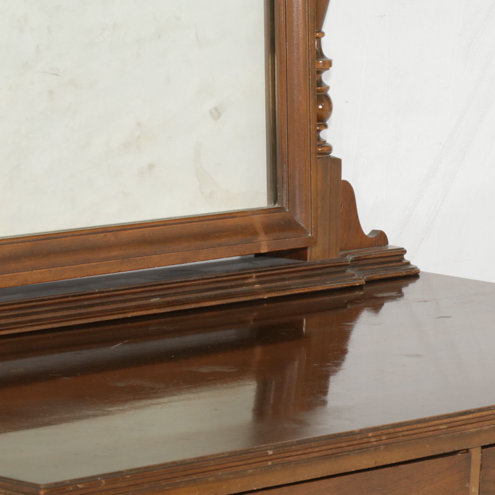 French Regency Style Walnut Dresser and Mirror, Early to Mid 20th ...