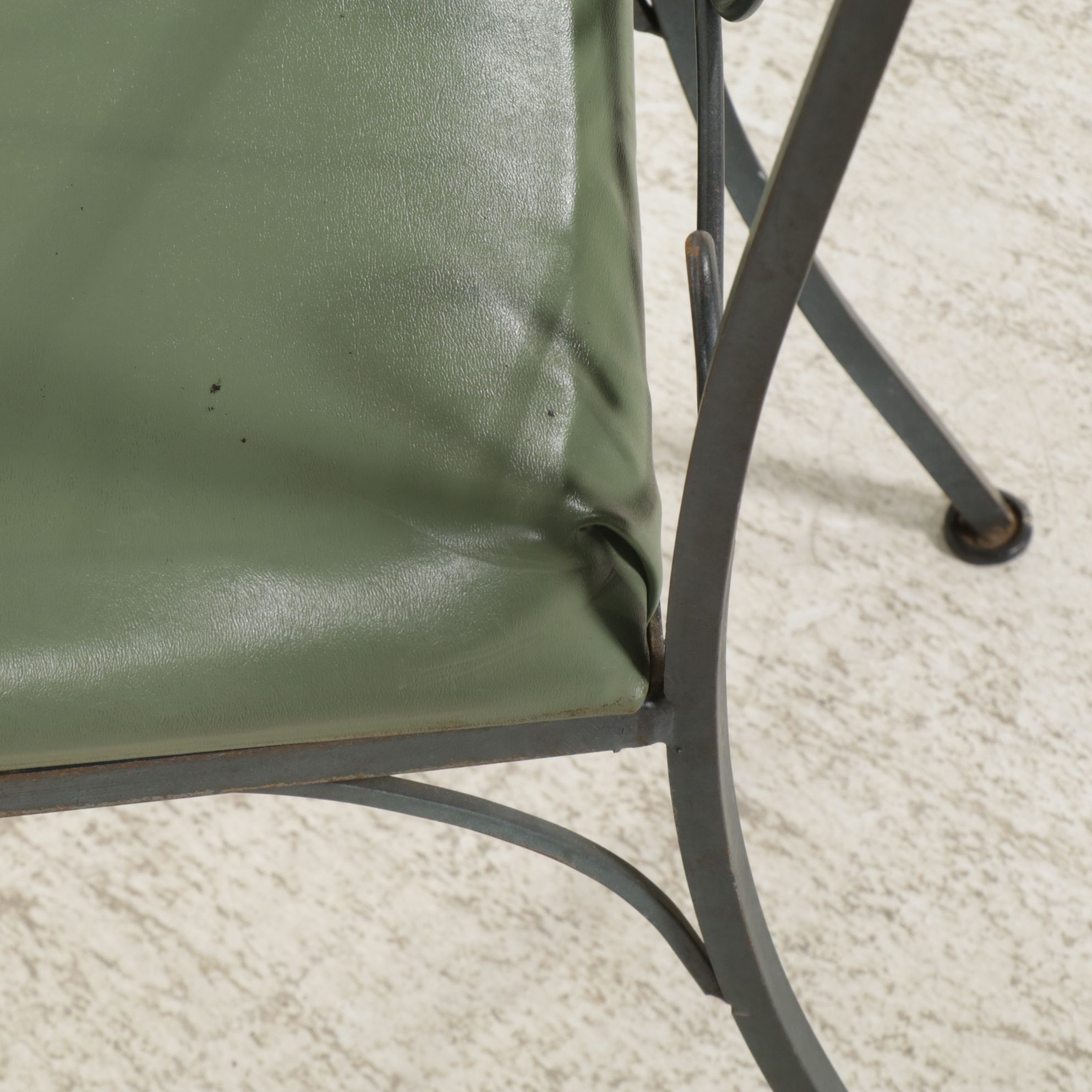 Wrought Metal Patio Glass-Top Dining Table with Four Chairs | EBTH