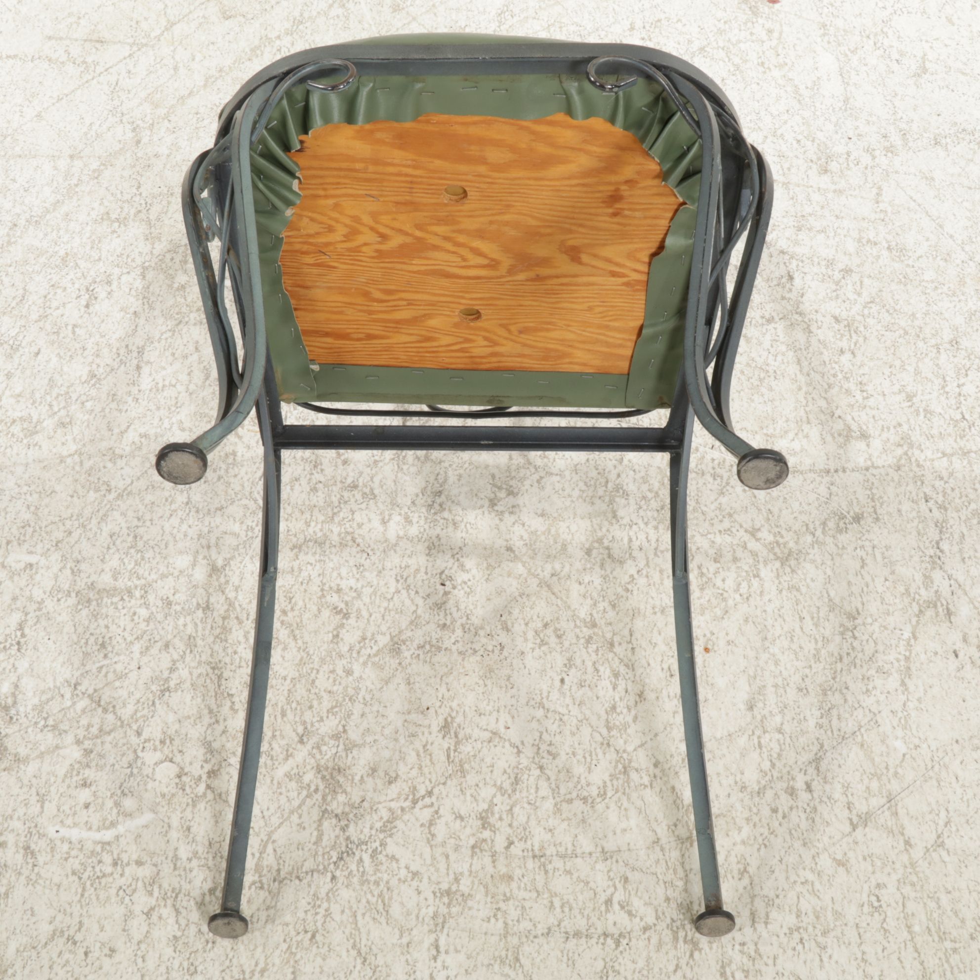 Wrought Metal Patio Glass-Top Dining Table with Four Chairs | EBTH