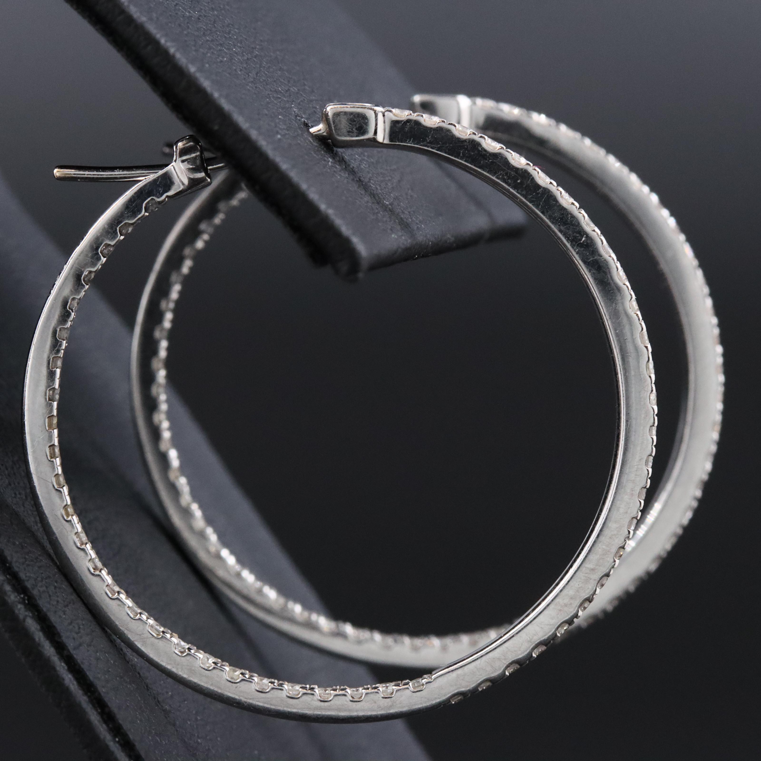 18K 0.70 CTW Diamond Inside-Out Hoop Earrings | EBTH