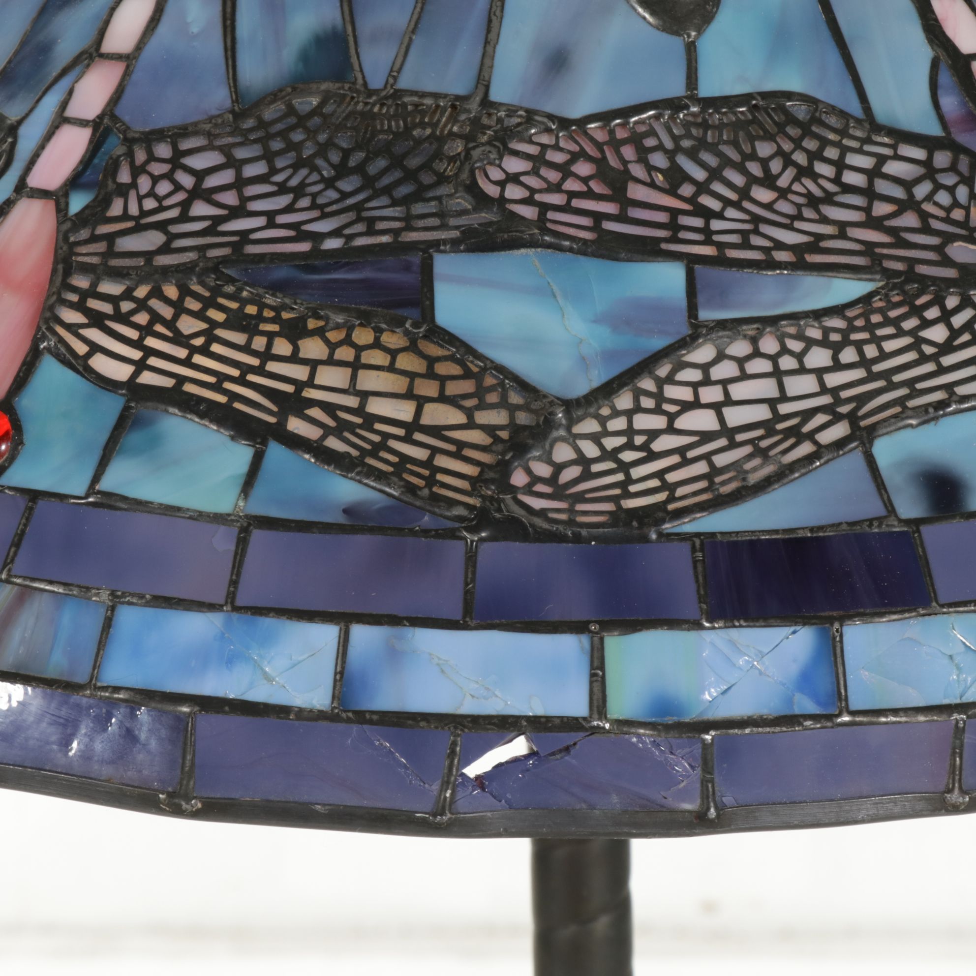 Victorian Style Floor Lamp with Stained Glass Dragonfly Shade | EBTH