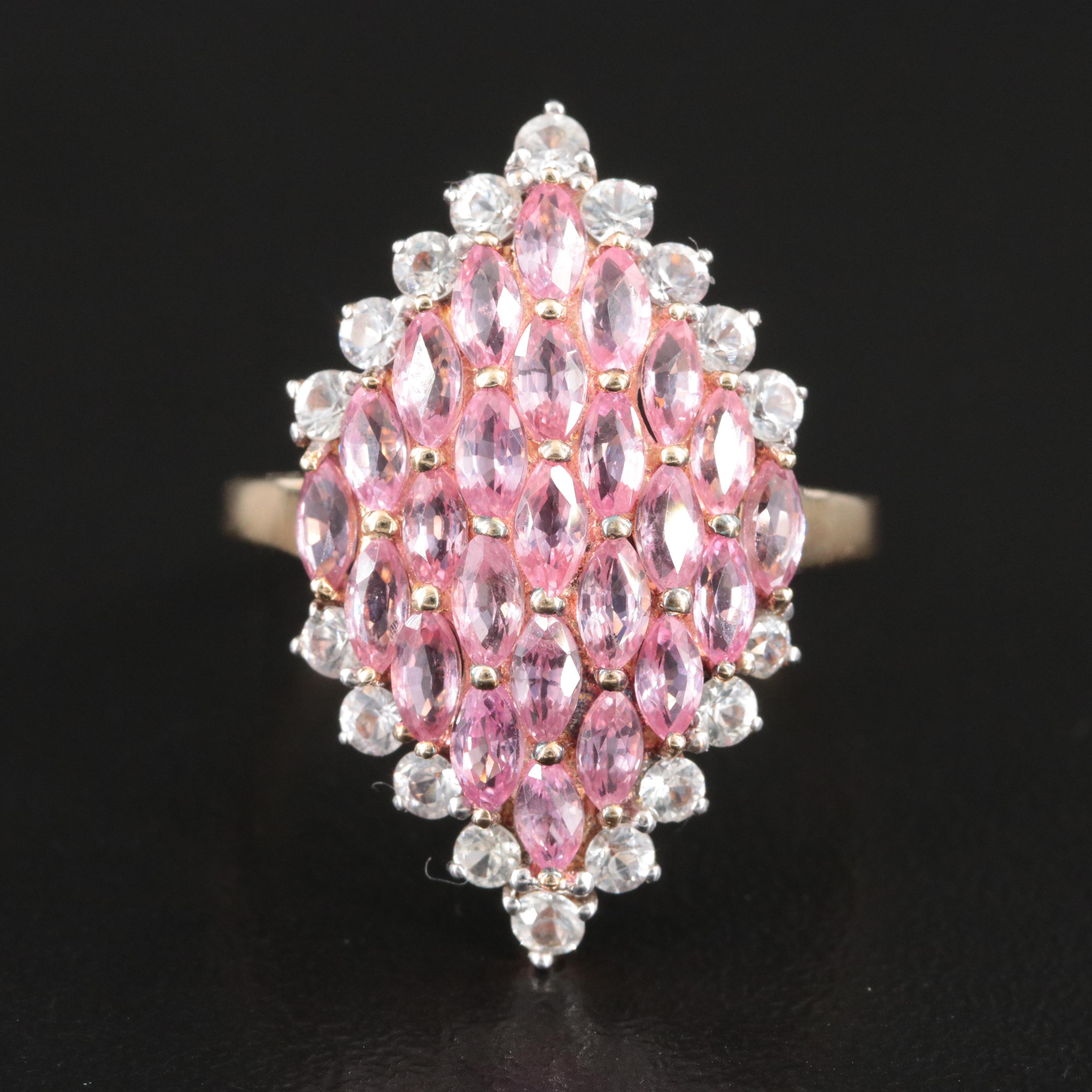 9K Pink and White Sapphire Cluster Ring | EBTH