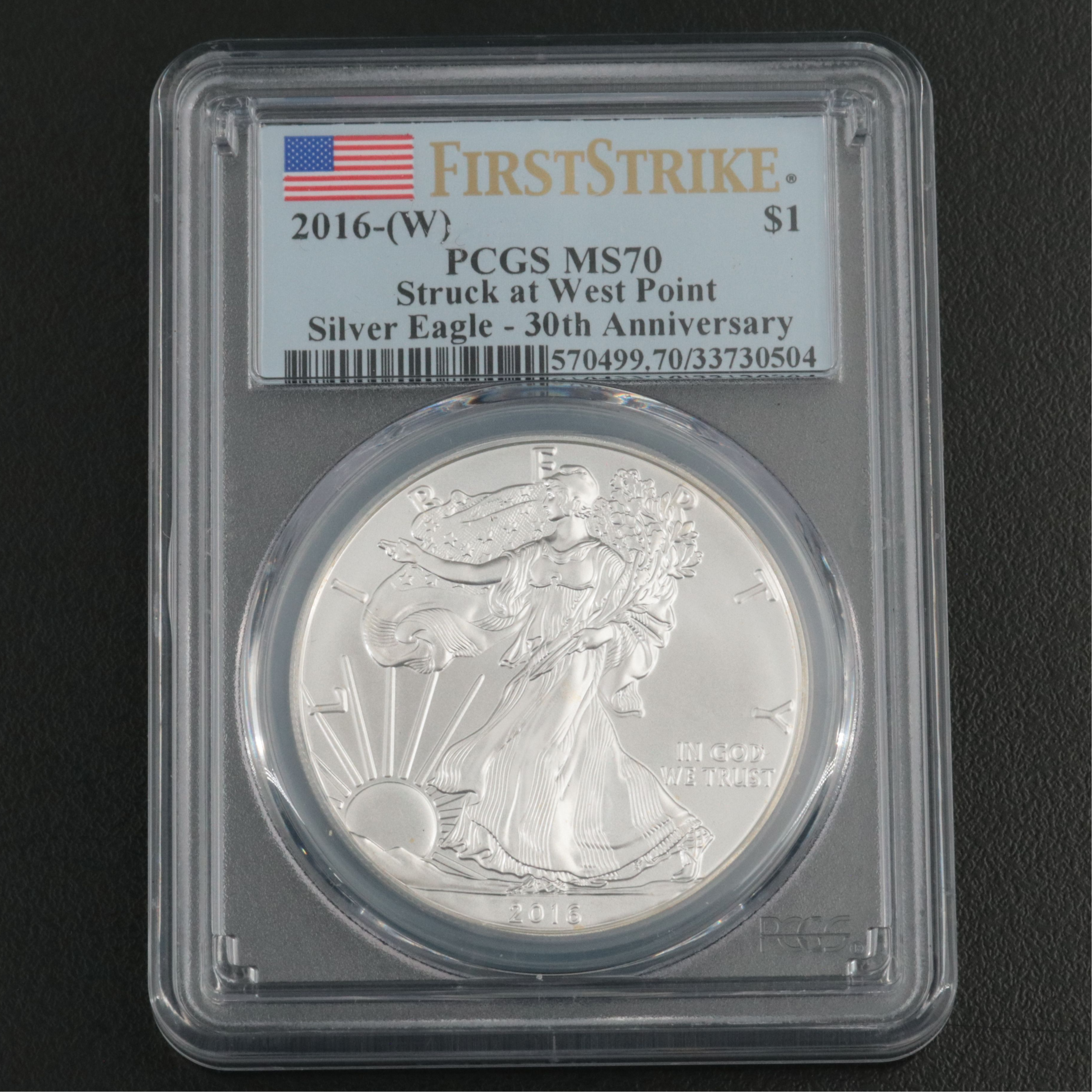 PCGS Graded MS70 2016-(W) $1 American Silver Eagle First Strike | EBTH