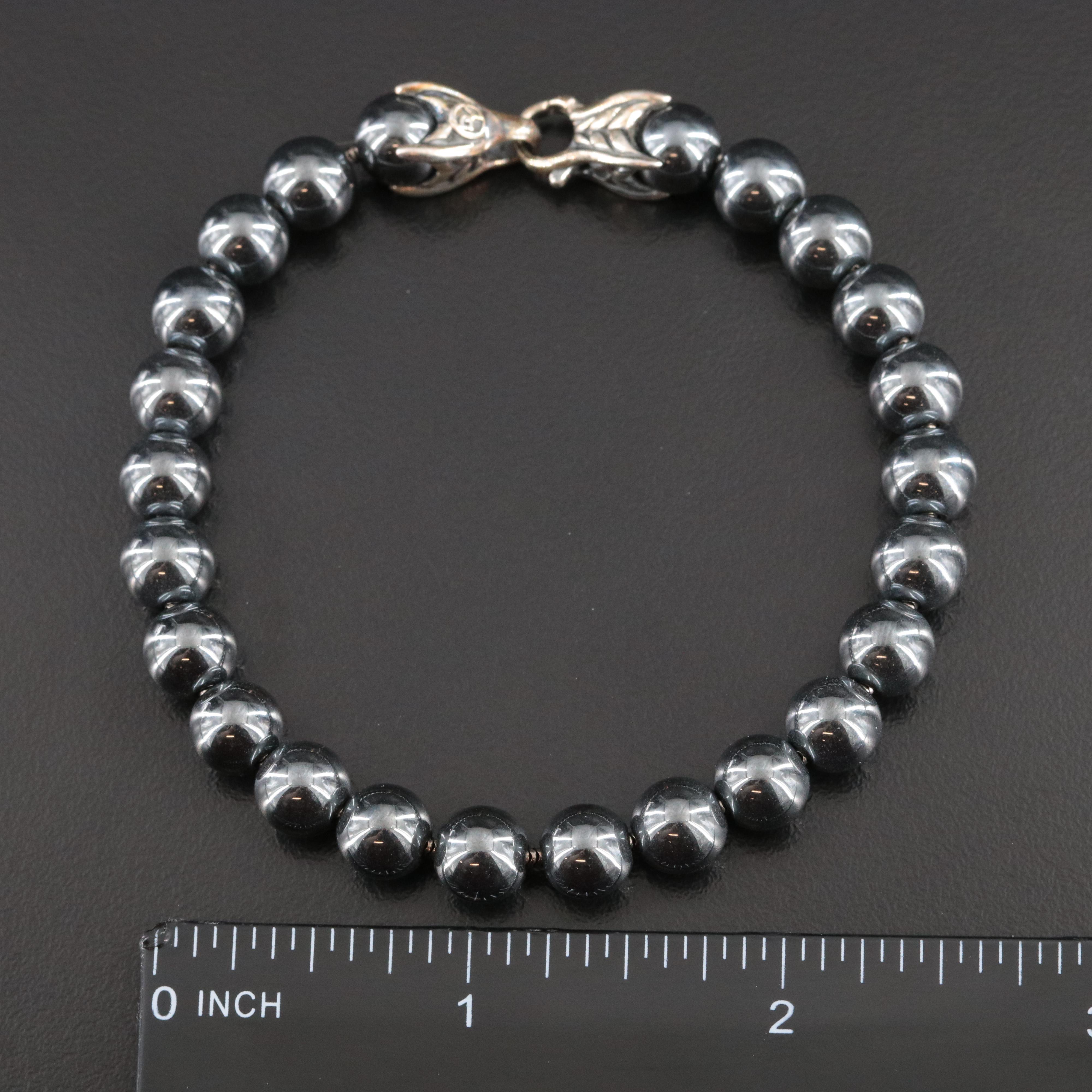 David Yurman Spiritual Bead Hematite Bracelet with Sterling Clasp | EBTH