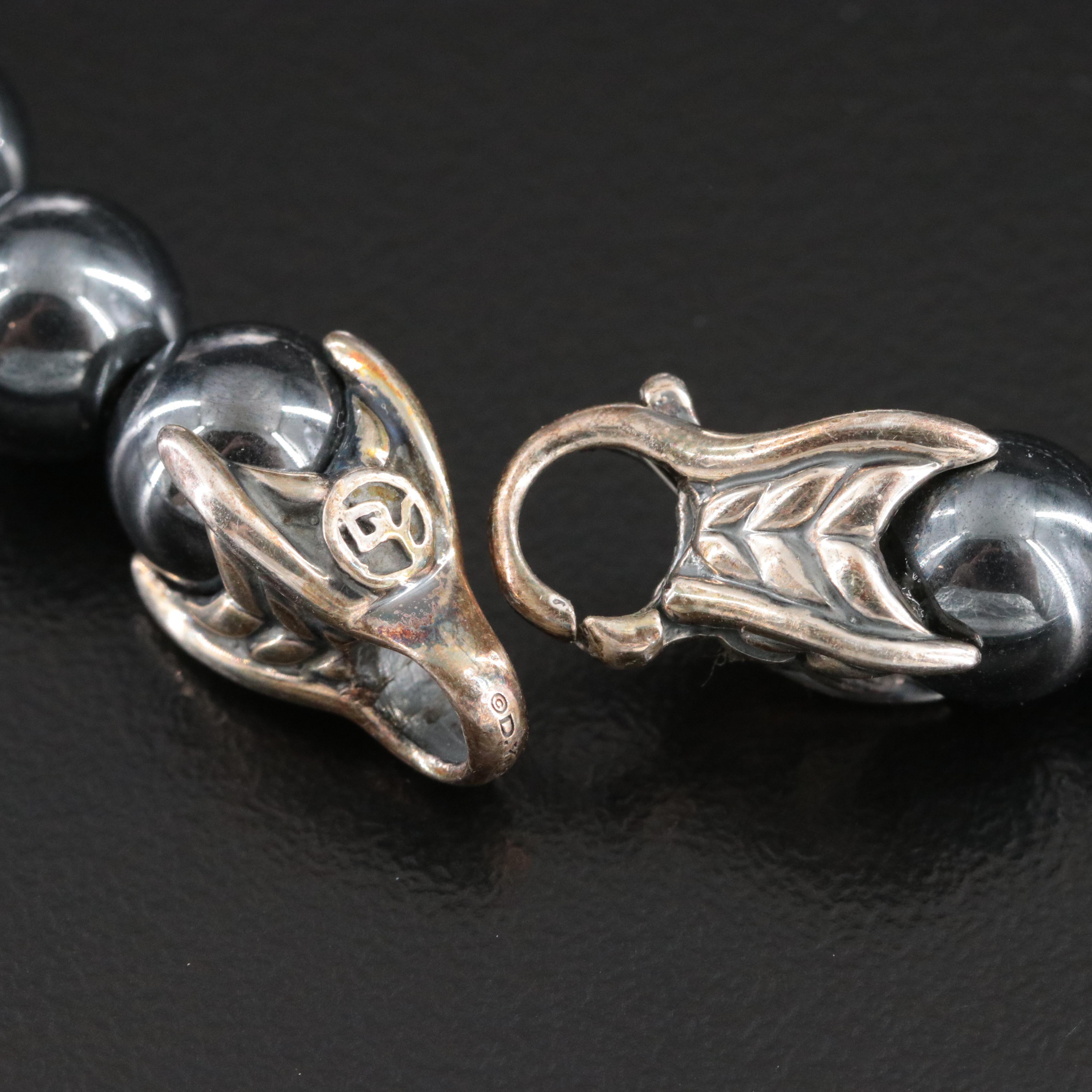 David Yurman Spiritual Bead Hematite Bracelet with Sterling Clasp | EBTH