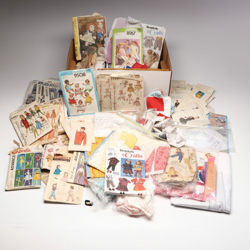 Mattel and More Vintage Doll Clothing Sewing Patterns with Fabric ...