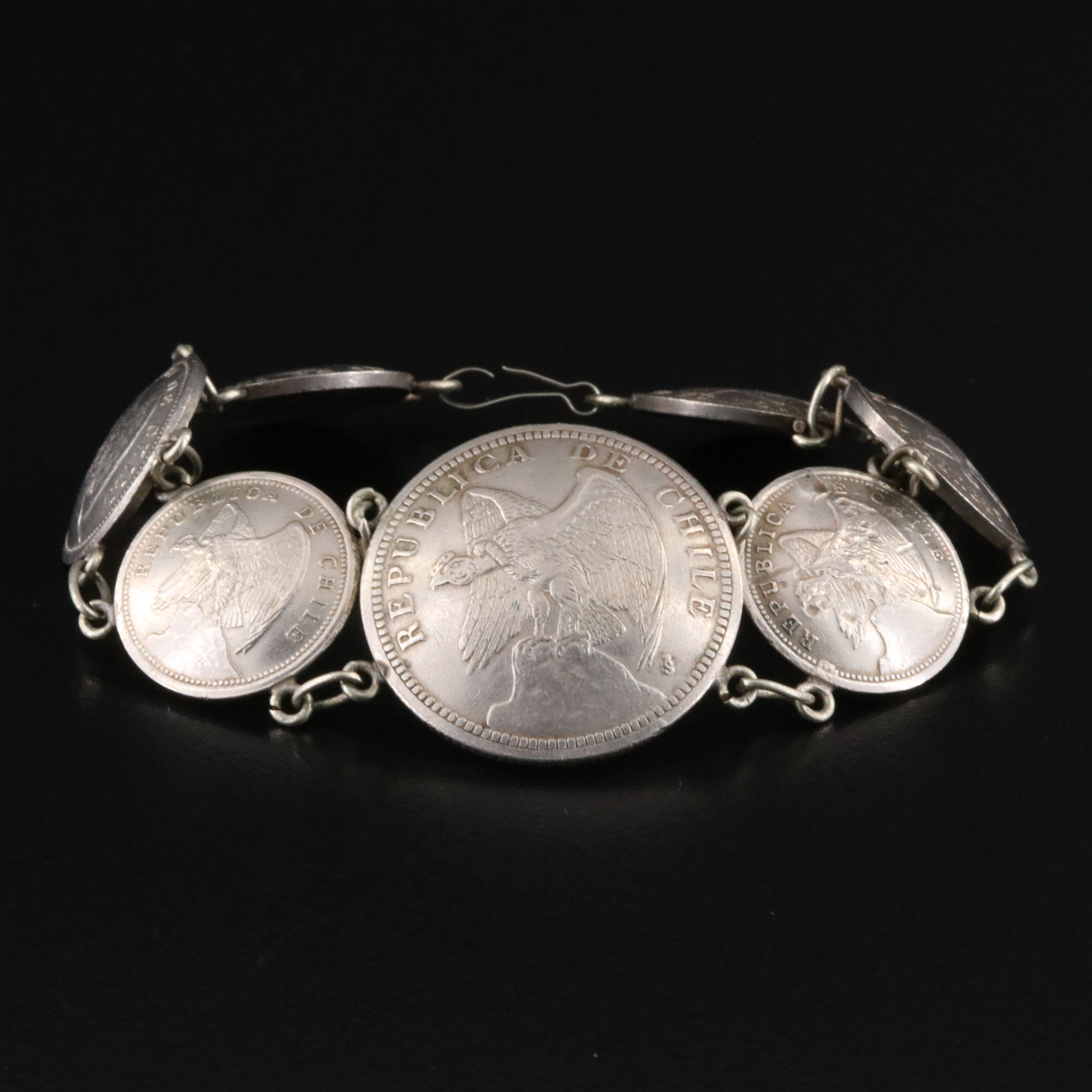 Chilean 1 Peso and 10 Centavos Coin Bracelet | EBTH