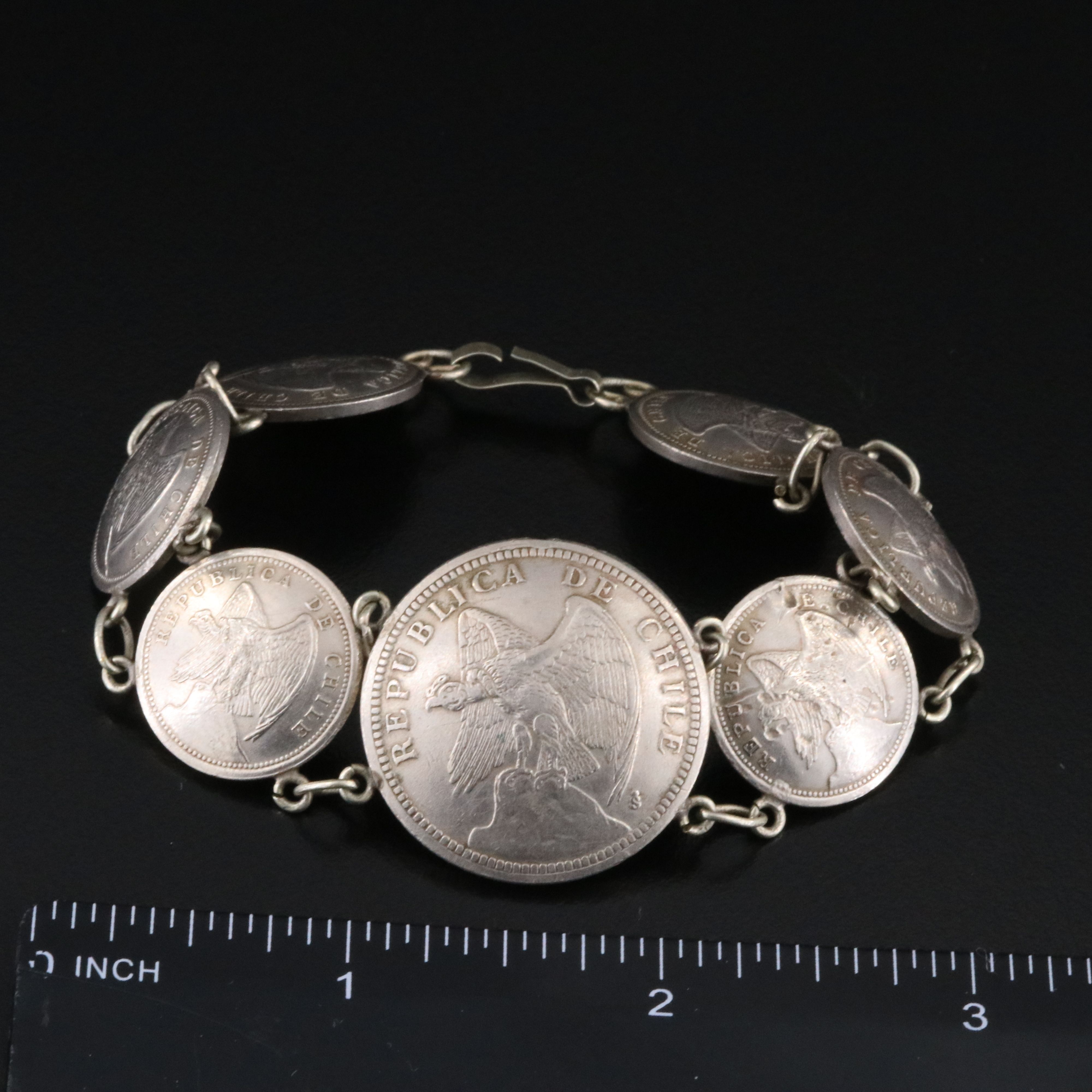 Chilean 1 Peso and 10 Centavos Coin Bracelet | EBTH