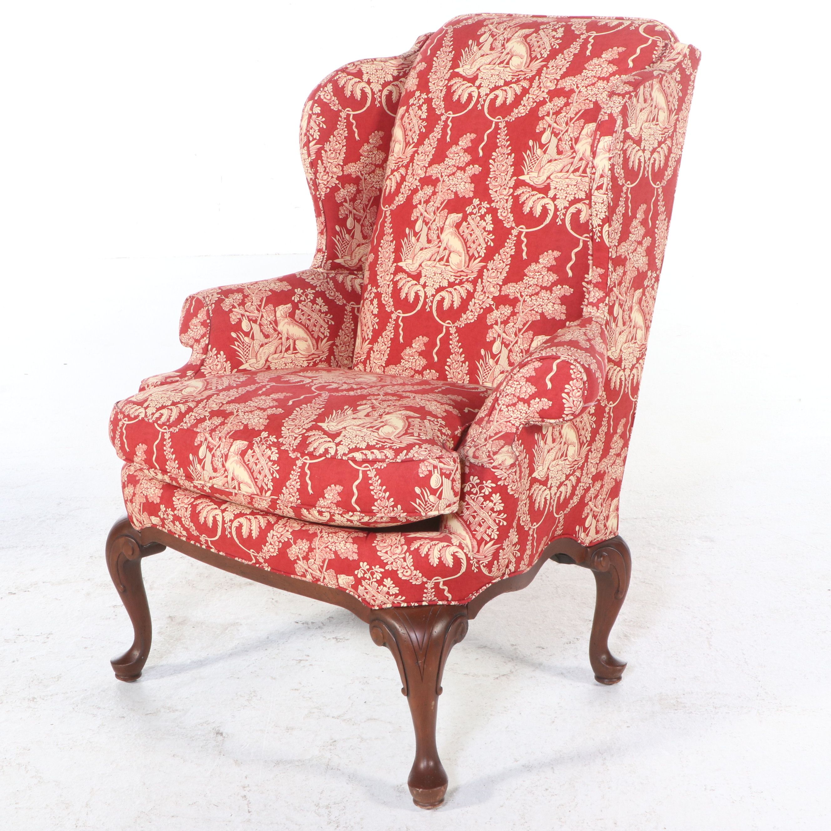 Harden Queen Anne Style Wingback Armchair with Ottoman | EBTH