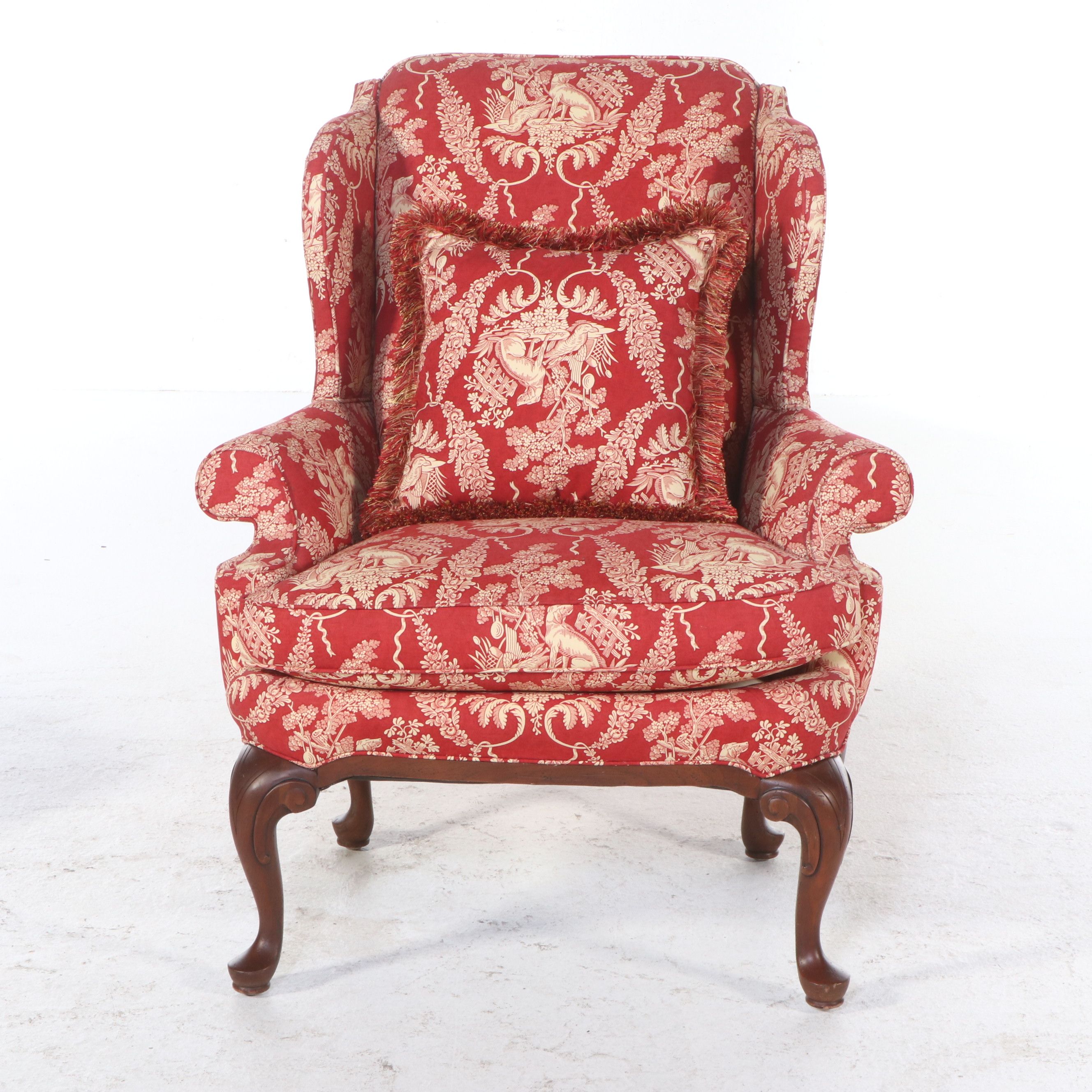 Harden Queen Anne Style Wingback Armchair with Ottoman | EBTH