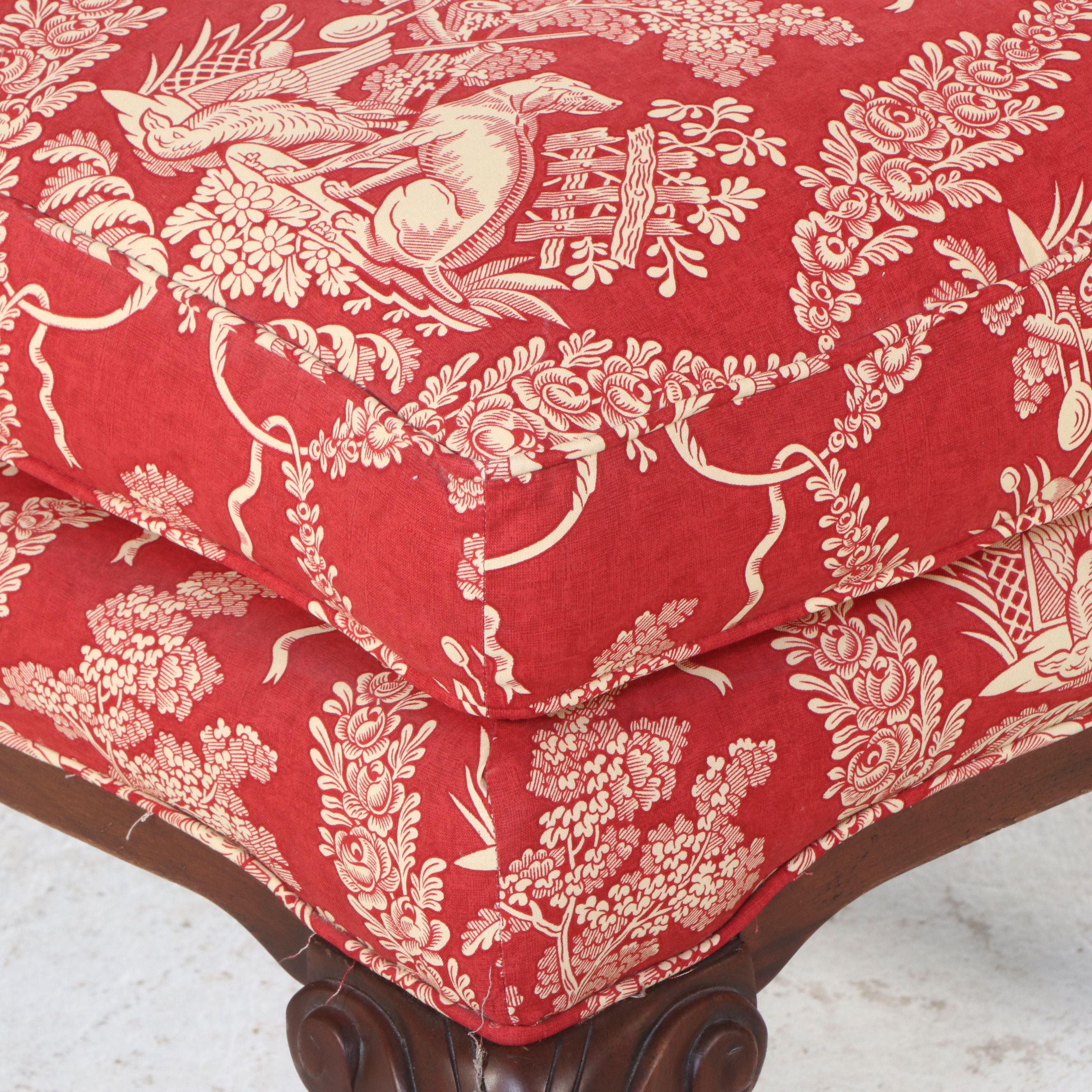 Harden Queen Anne Style Wingback Armchair with Ottoman | EBTH