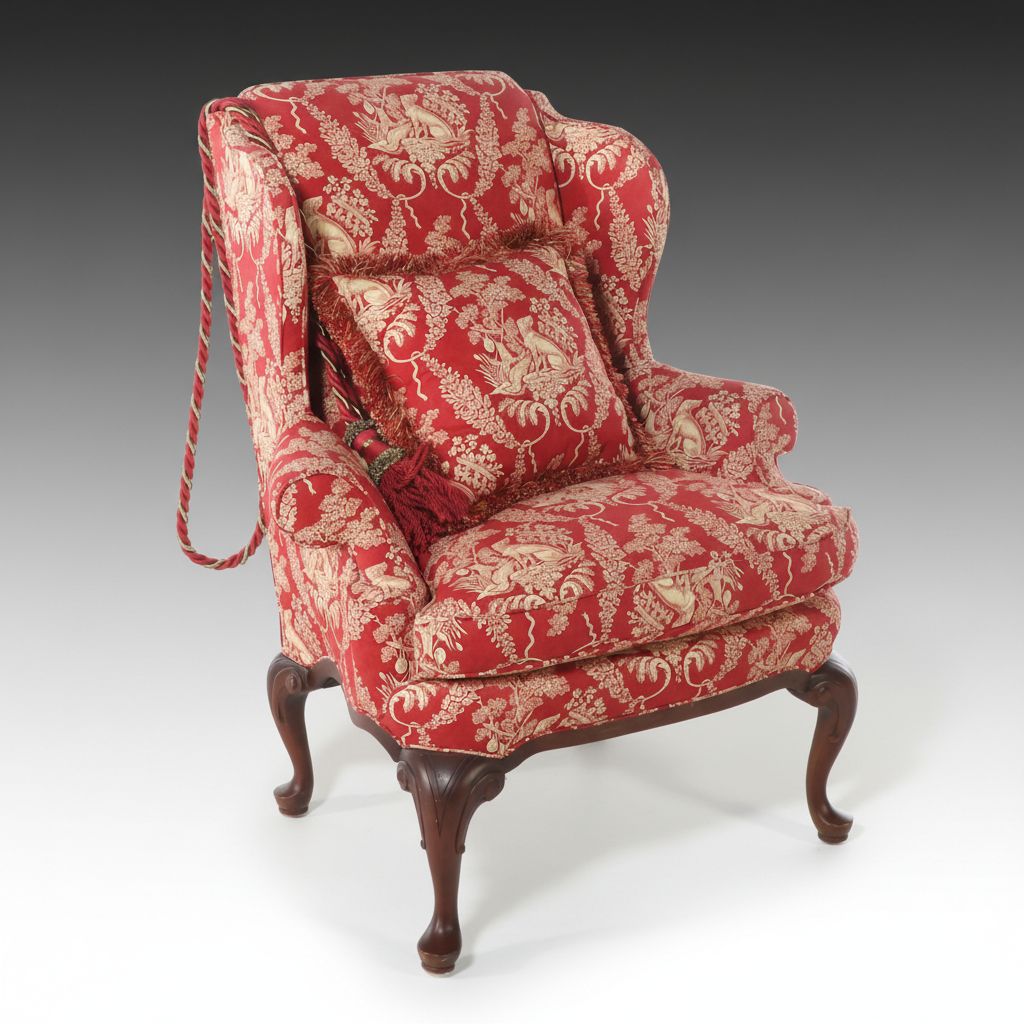 Harden Queen Anne Style Upholstered Wingback Armchair | EBTH
