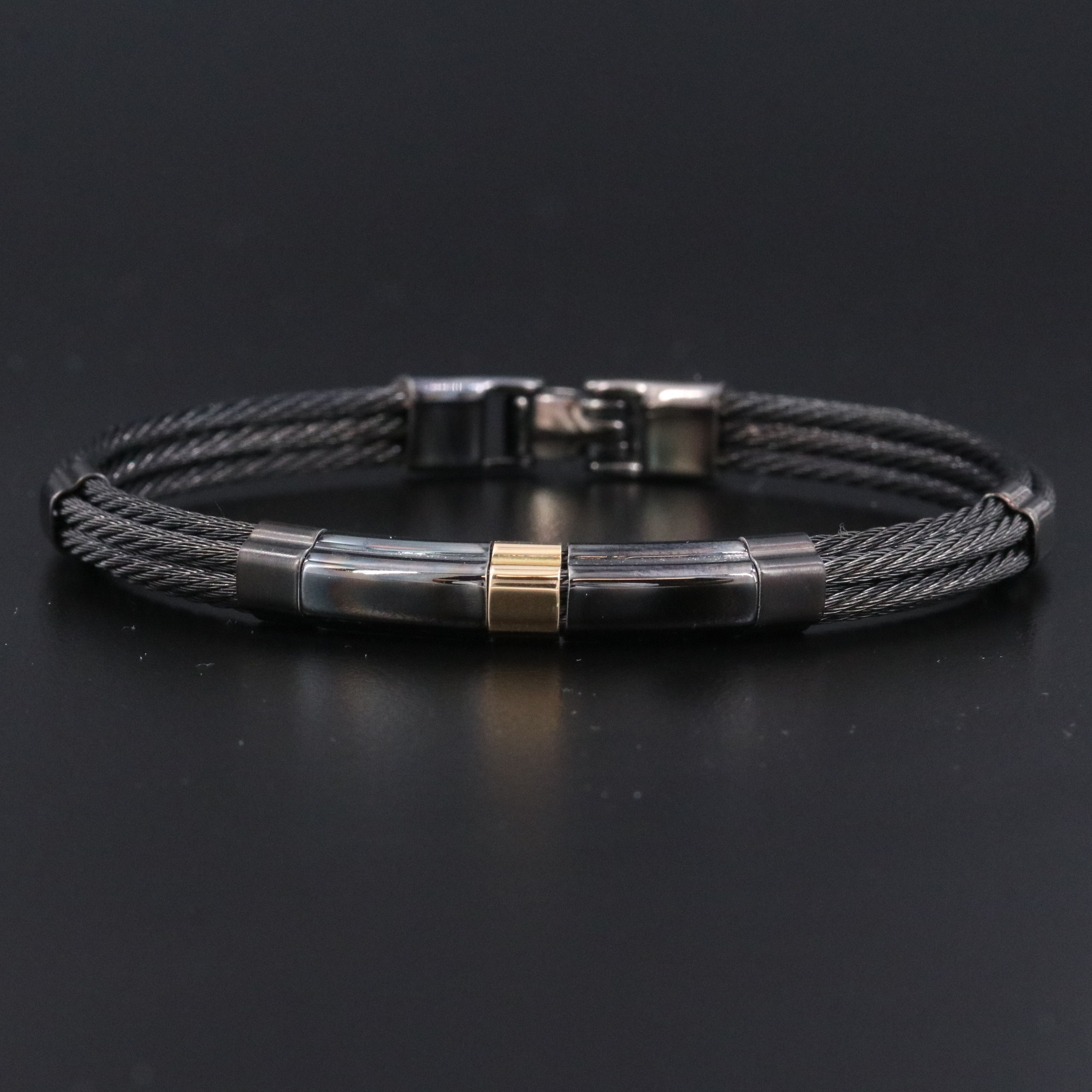 ALOR Stainless Steel Cable Bracelet with 18K Accent | EBTH