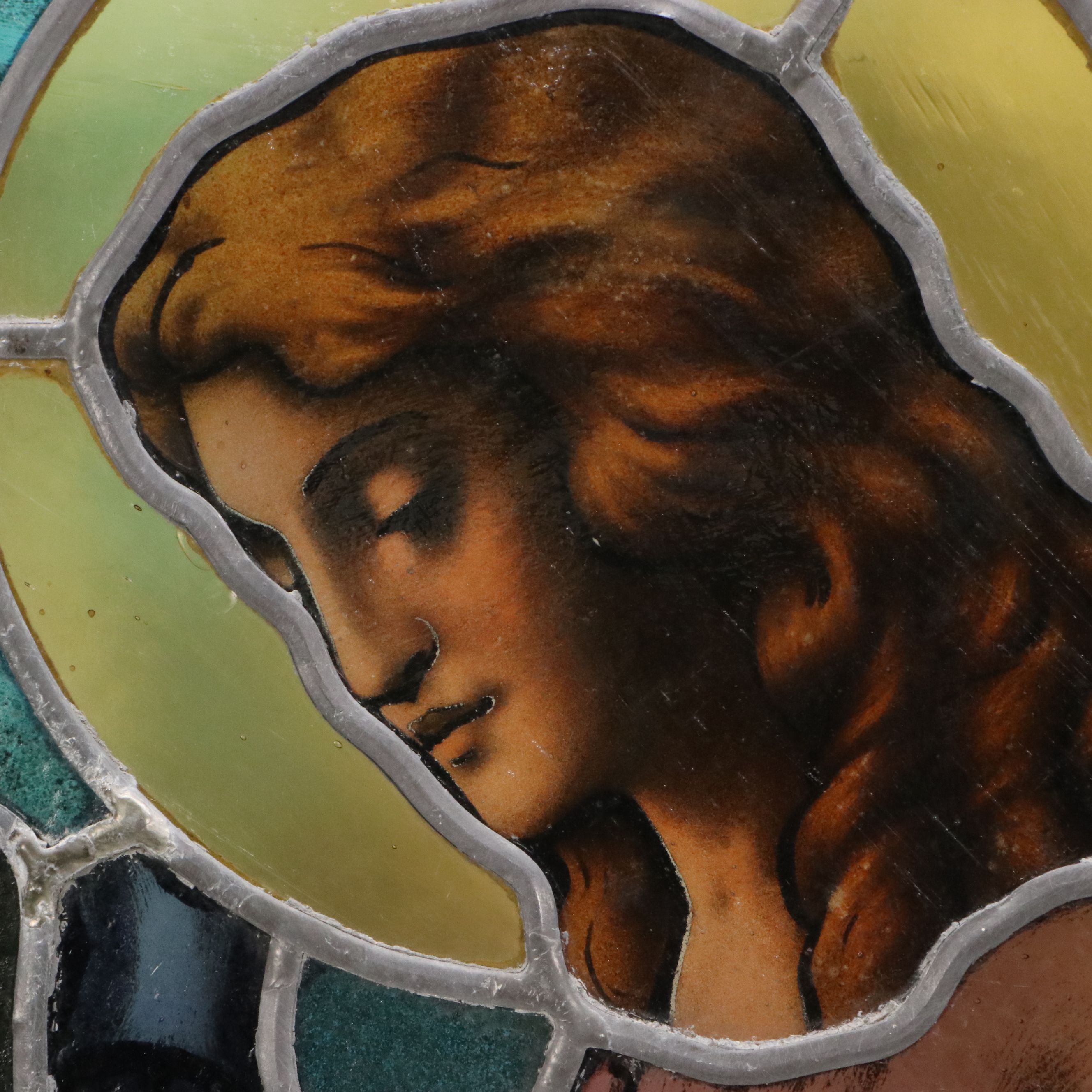 Mixed Media Stained Glass Hanging Window Panel of Angel | EBTH