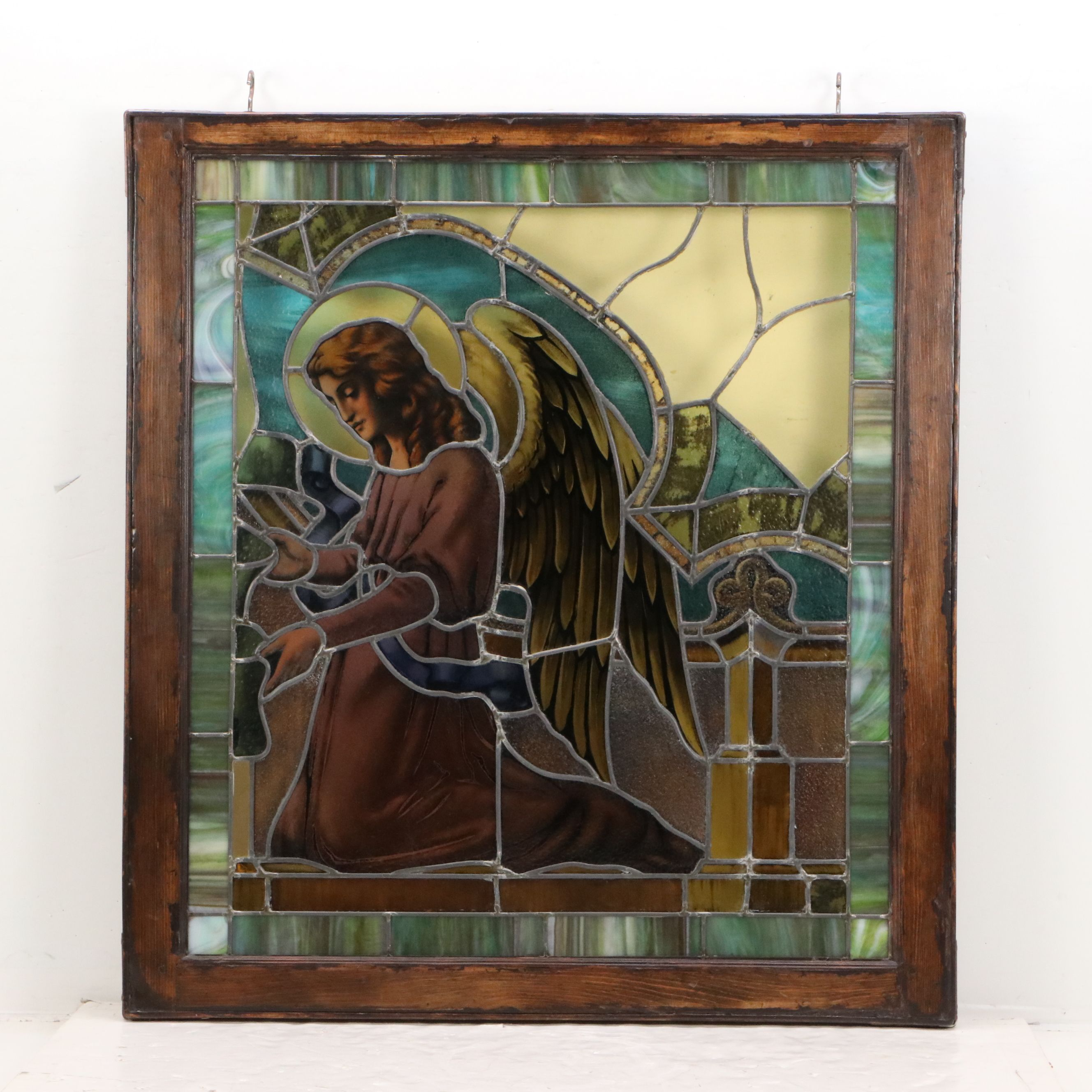 Mixed Media Stained Glass Hanging Window Panel of Angel | EBTH