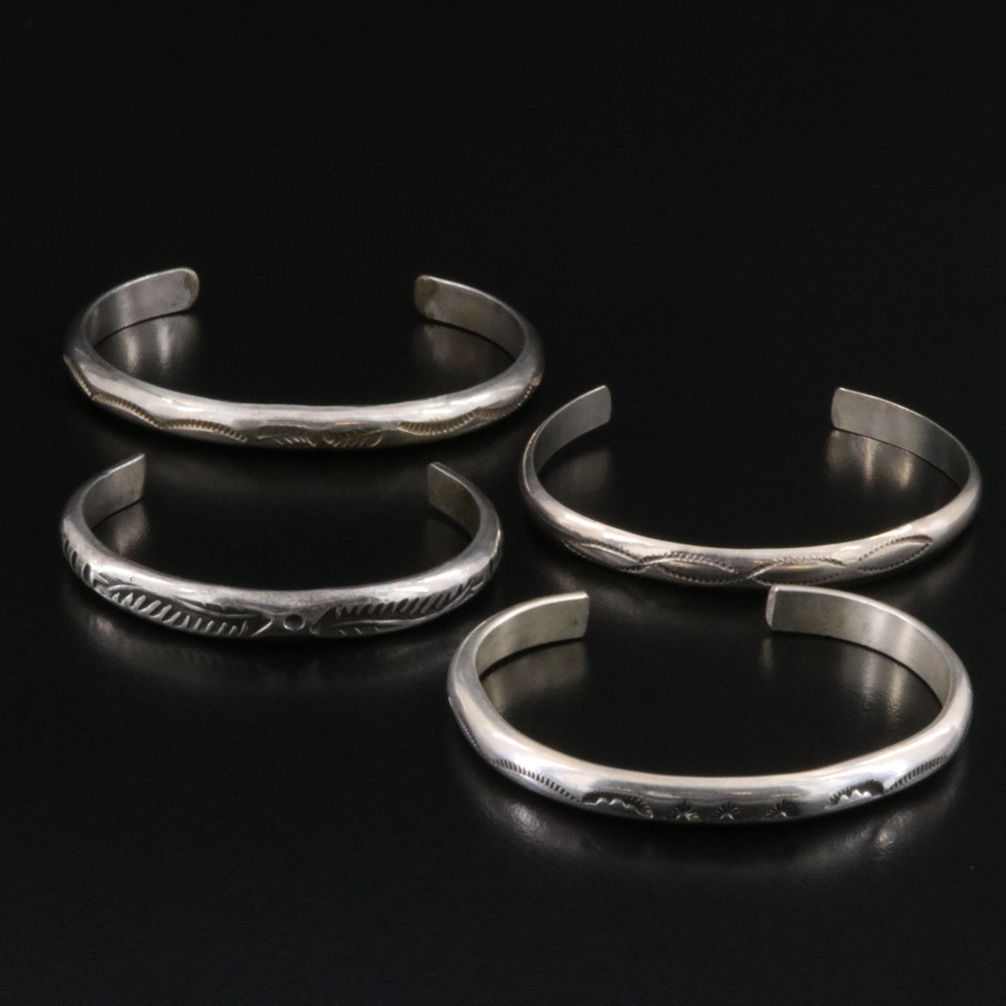 Southwestern Sterling Stampwork Cuffs | EBTH