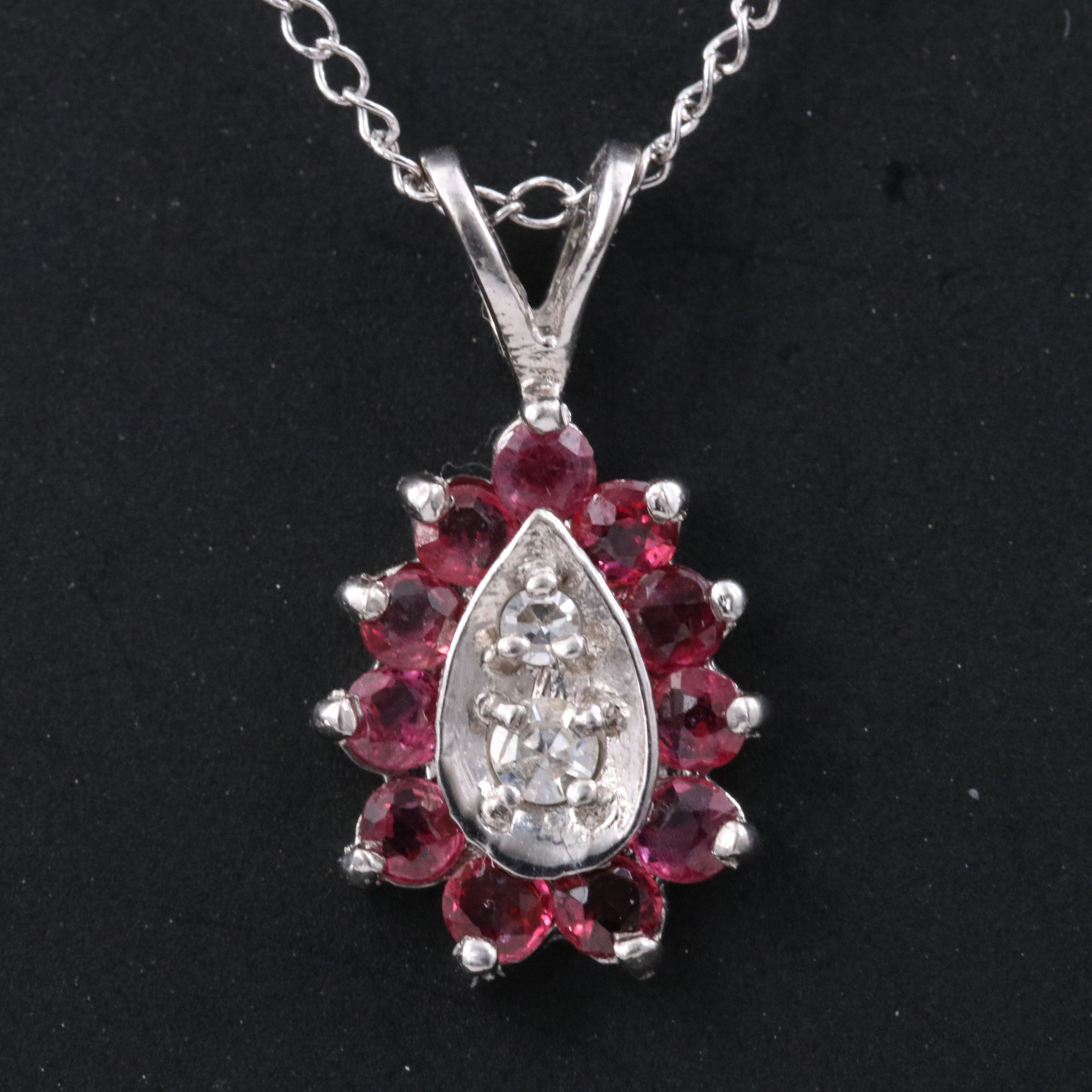 14K Diamond and Ruby Pendant on 10K Chain Necklace | EBTH