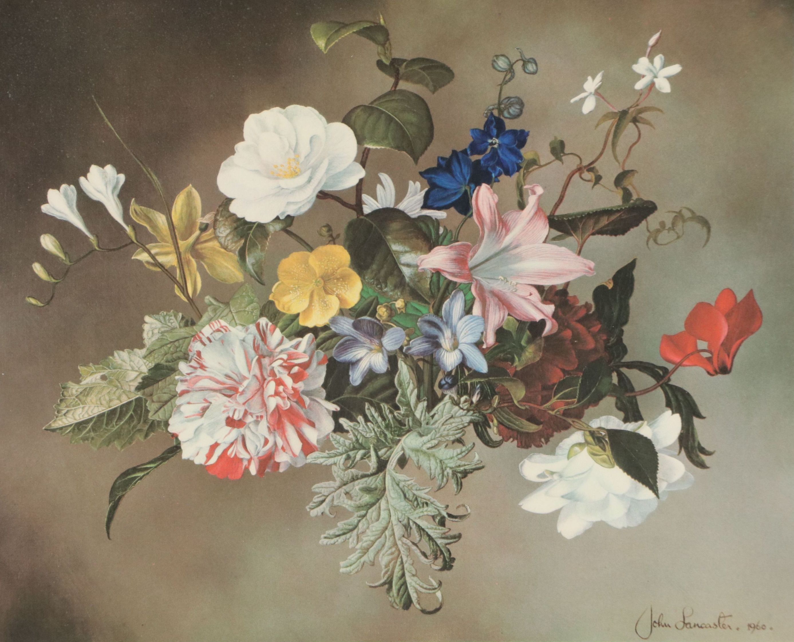 After John Lancaster Floral Bouquet Offset Lithograph | EBTH