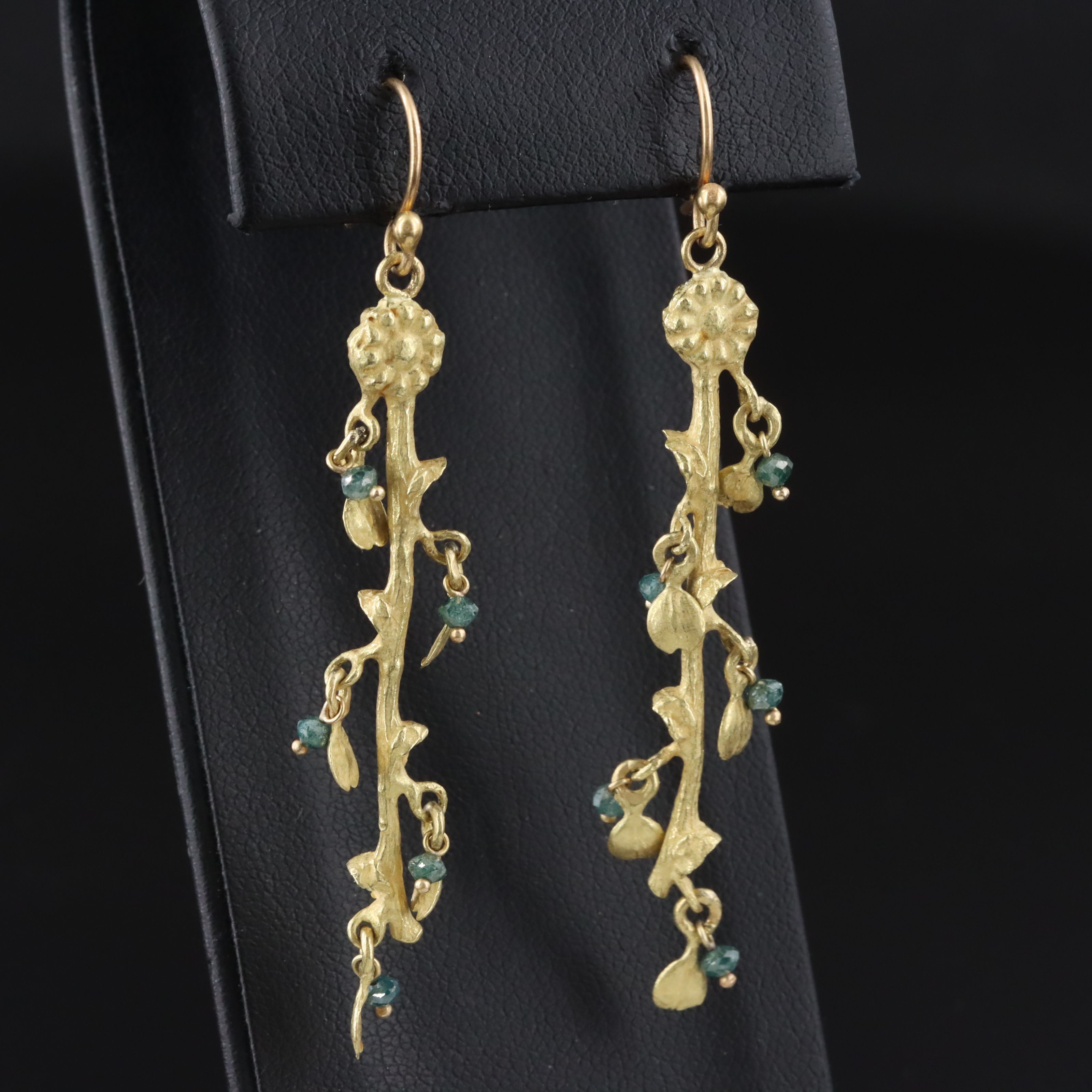 18K Fancy Blue Diamond Branch Drop Earrings | EBTH