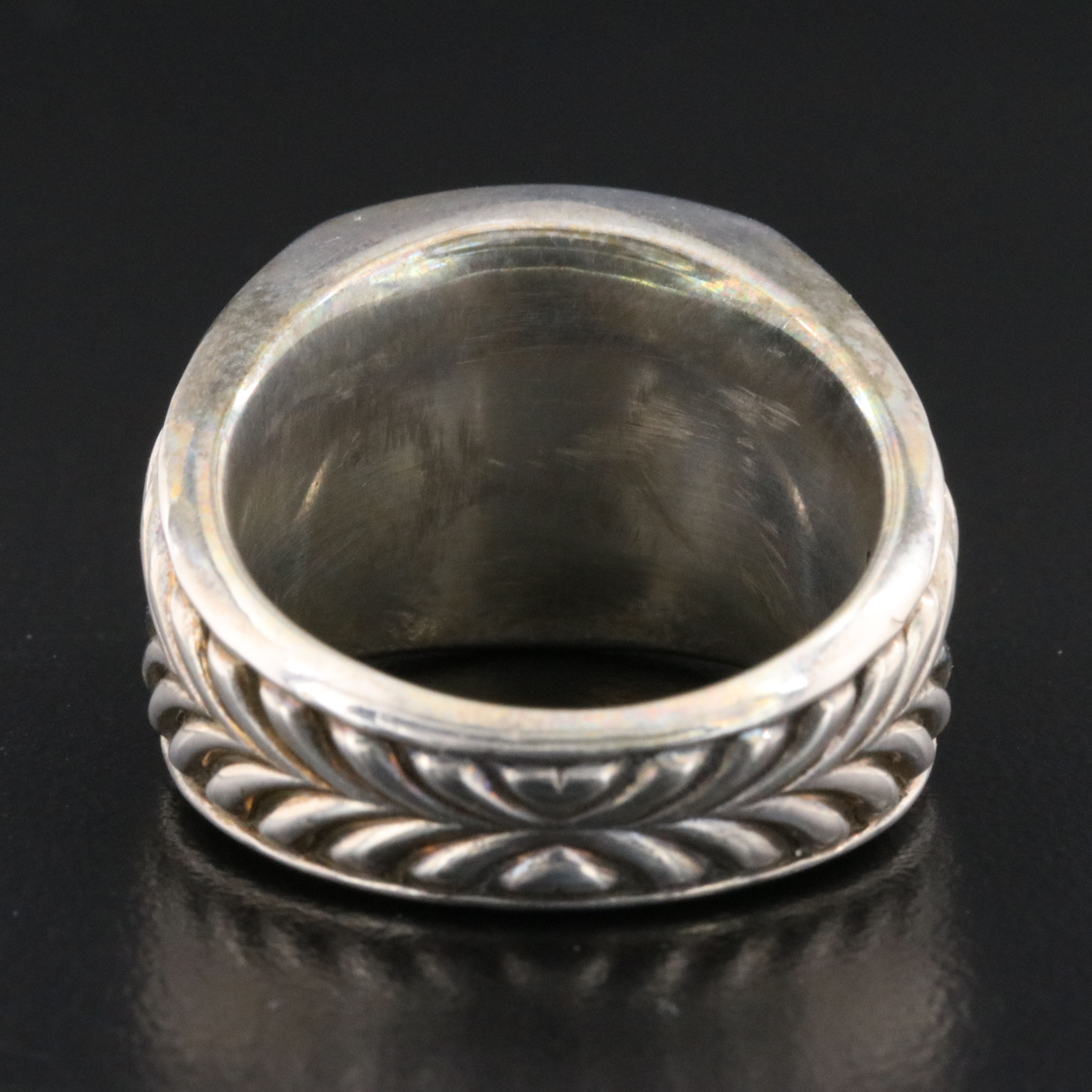 David Yurman Sterling and Black Onyx Chevron Signet Ring | EBTH