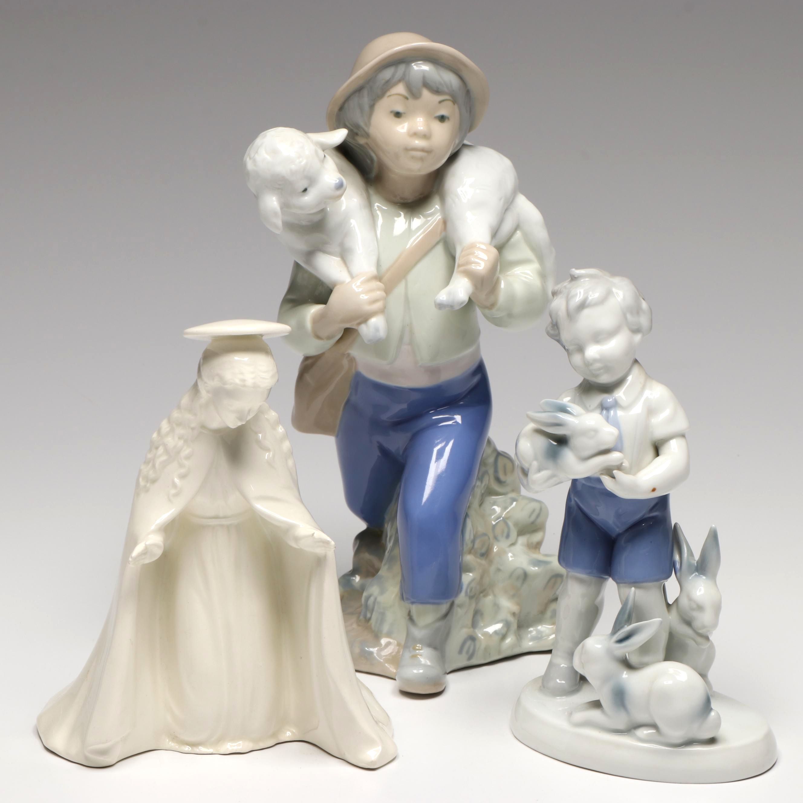 Rex Boy with Lamb Porcelain Figure with Other German Porcelain Figures ...