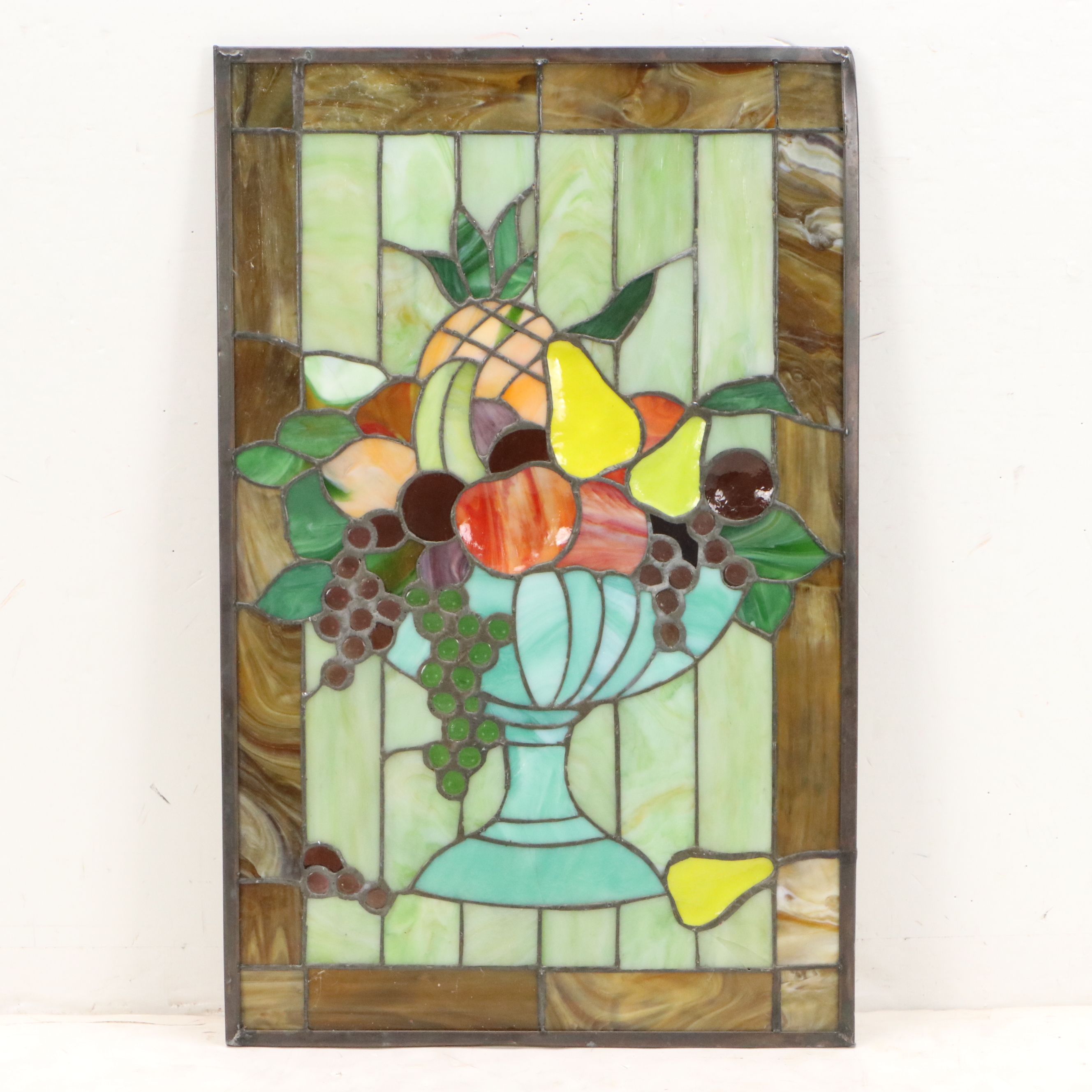 Copper Foil Stained Glass Panel Depicting Fruit Still Life | EBTH