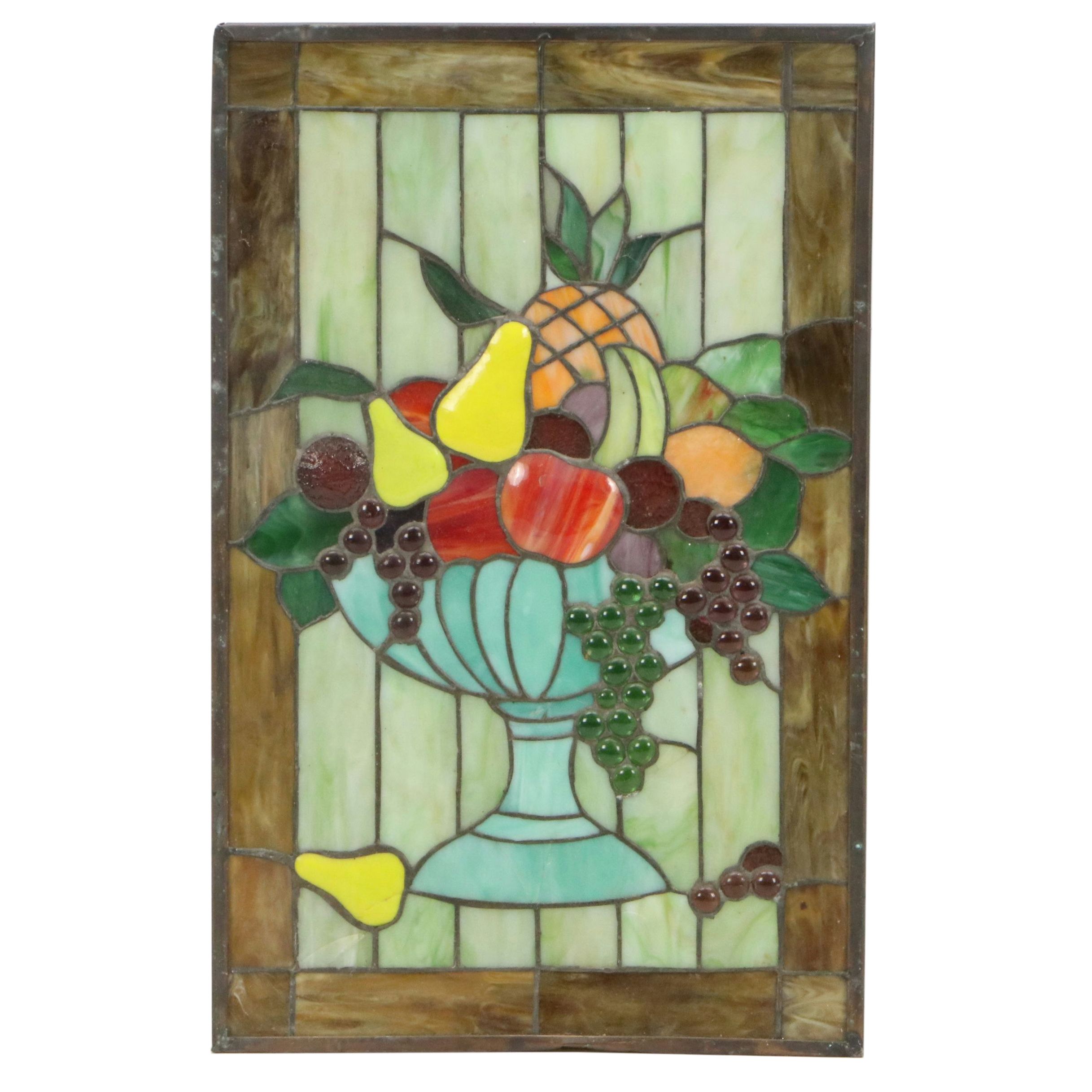 Copper Foil Stained Glass Panel Depicting Fruit Still Life | EBTH
