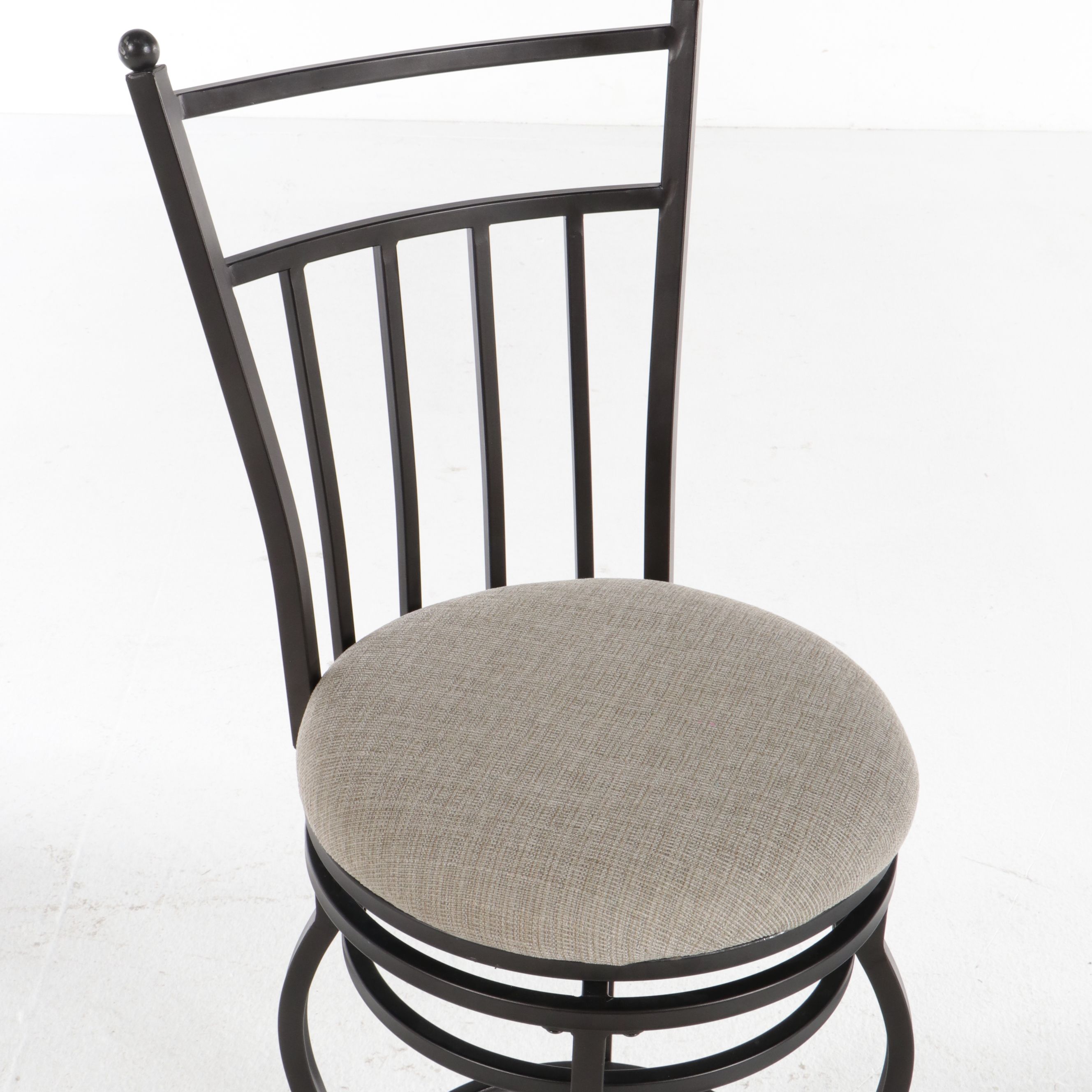 Set of Three Modern Shaker Style Metal Spindle Back Swivel Barstools | EBTH