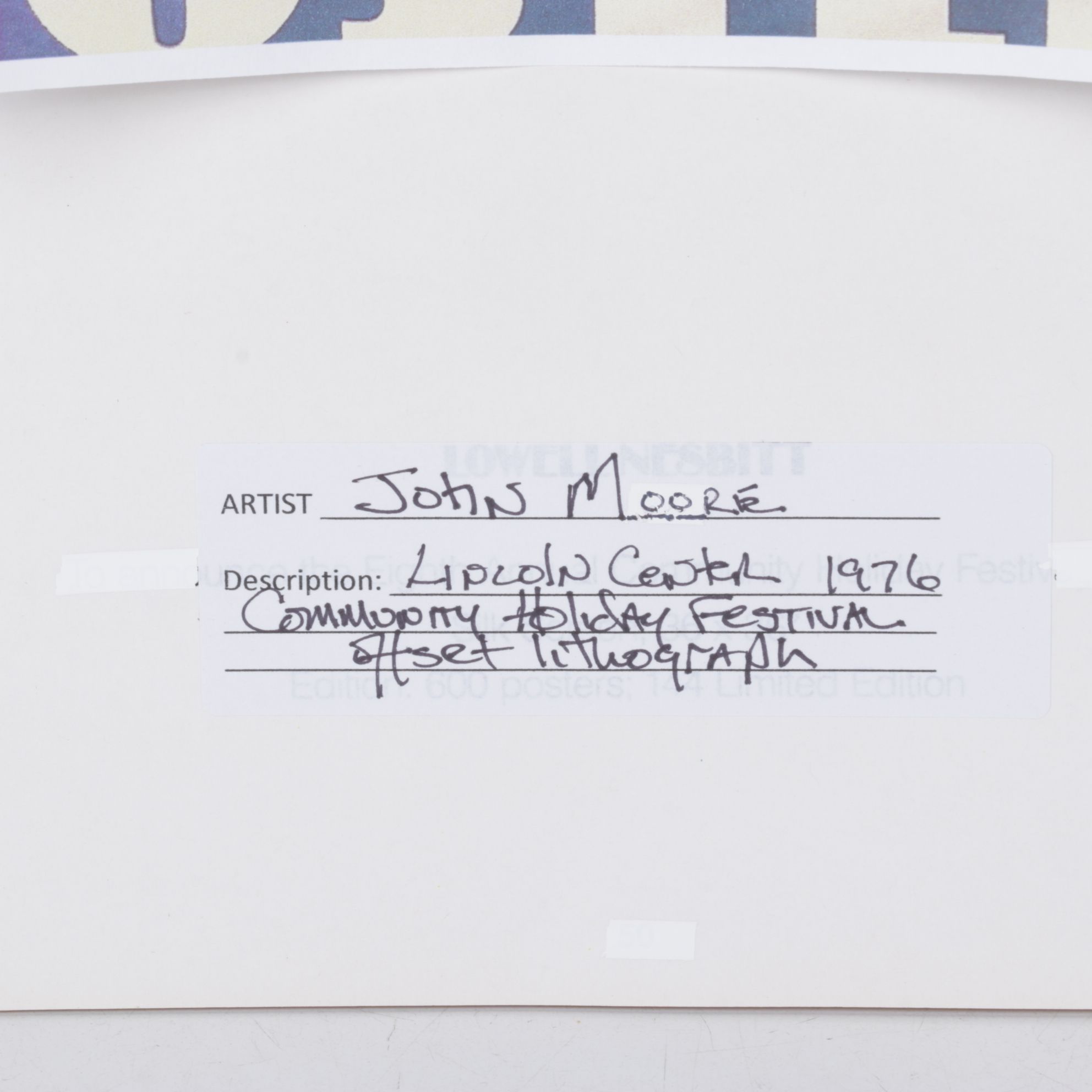 Offset Lithograph After John Moore for the Lincoln Center's 6th Holiday ...