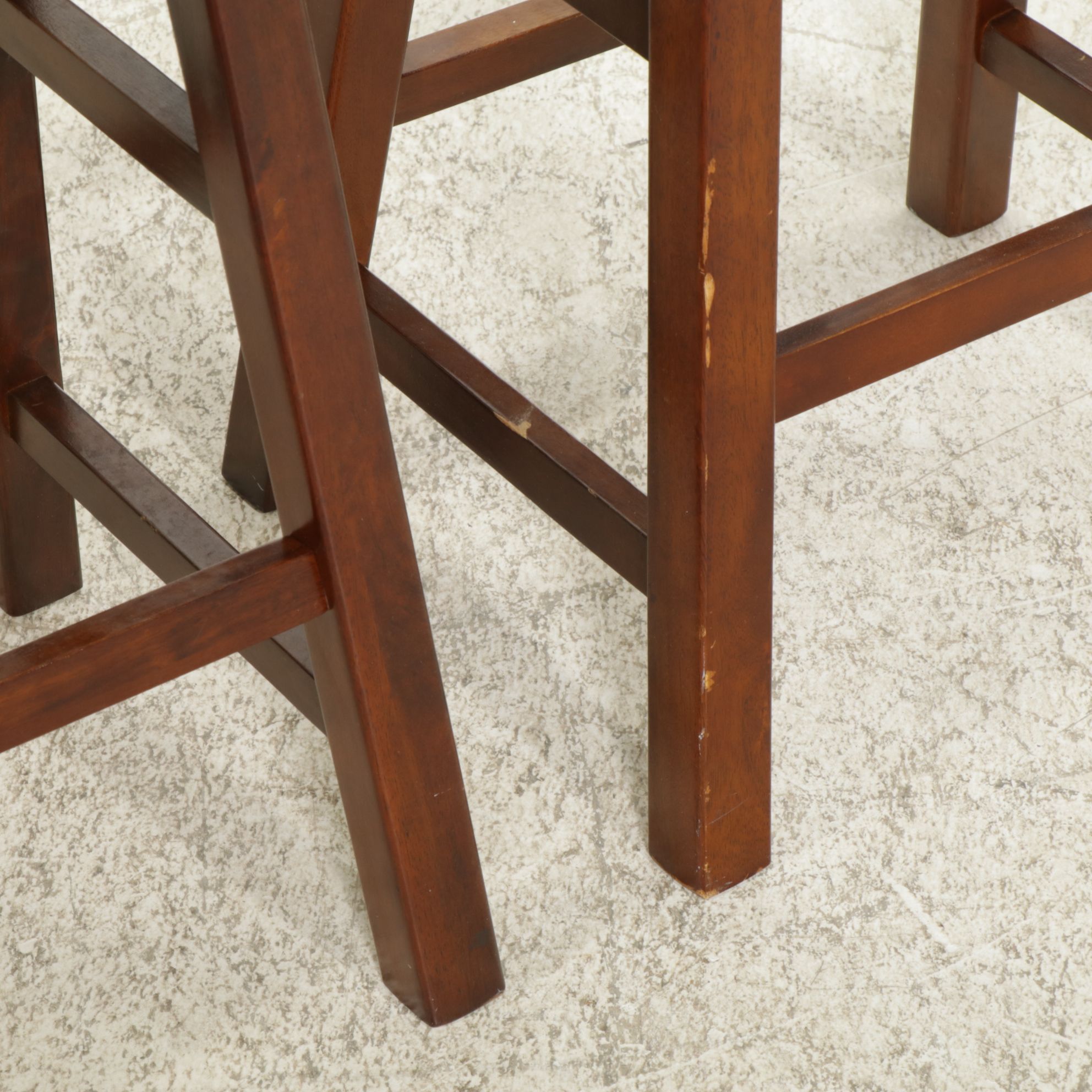 Three Counter Height Stools with Faux Leather Seat Cushions, 2012 | EBTH