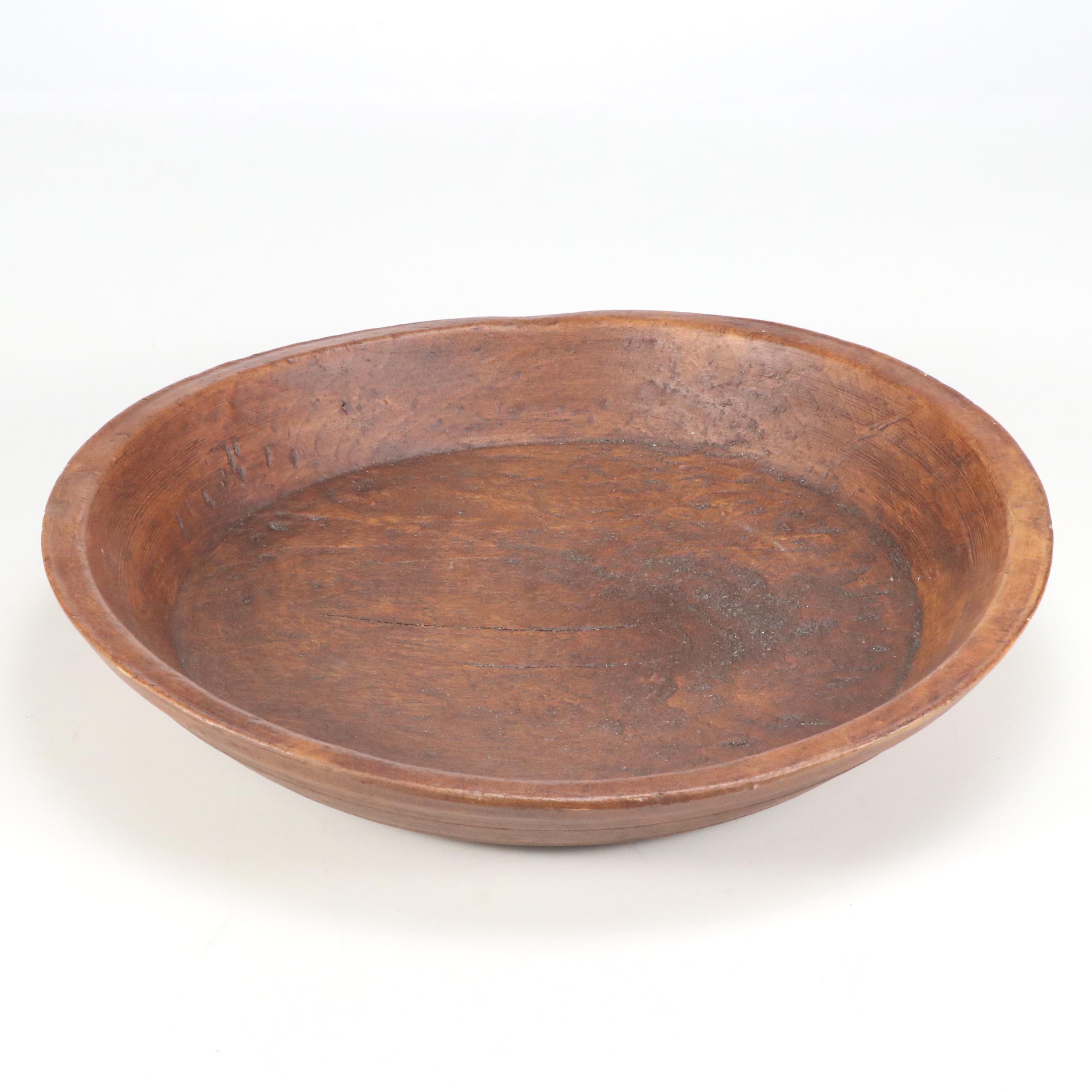 Rustic Hand-Carved Wood Dough Bowl | EBTH