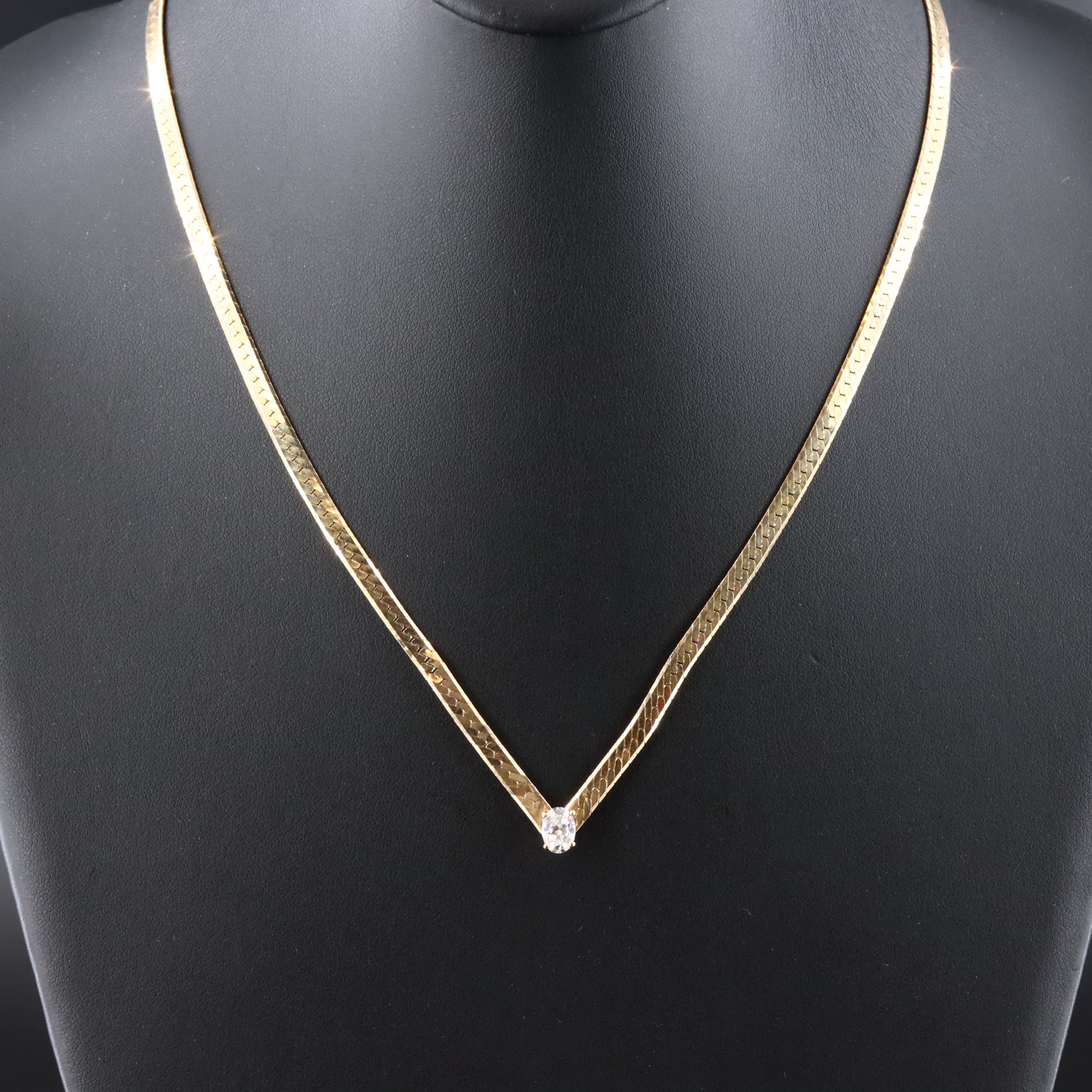 14K CZ Chevron Necklace | EBTH
