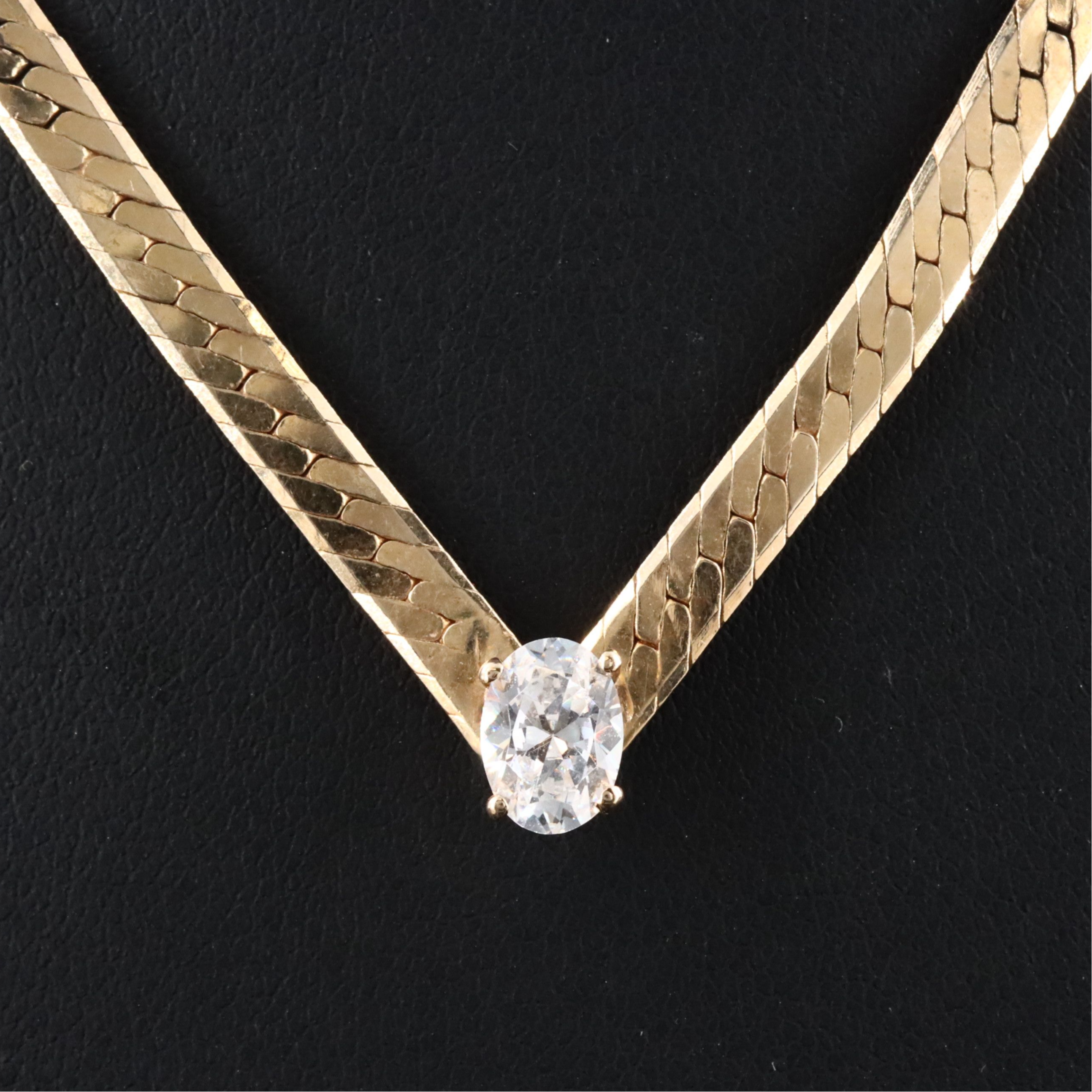 14K CZ Chevron Necklace | EBTH