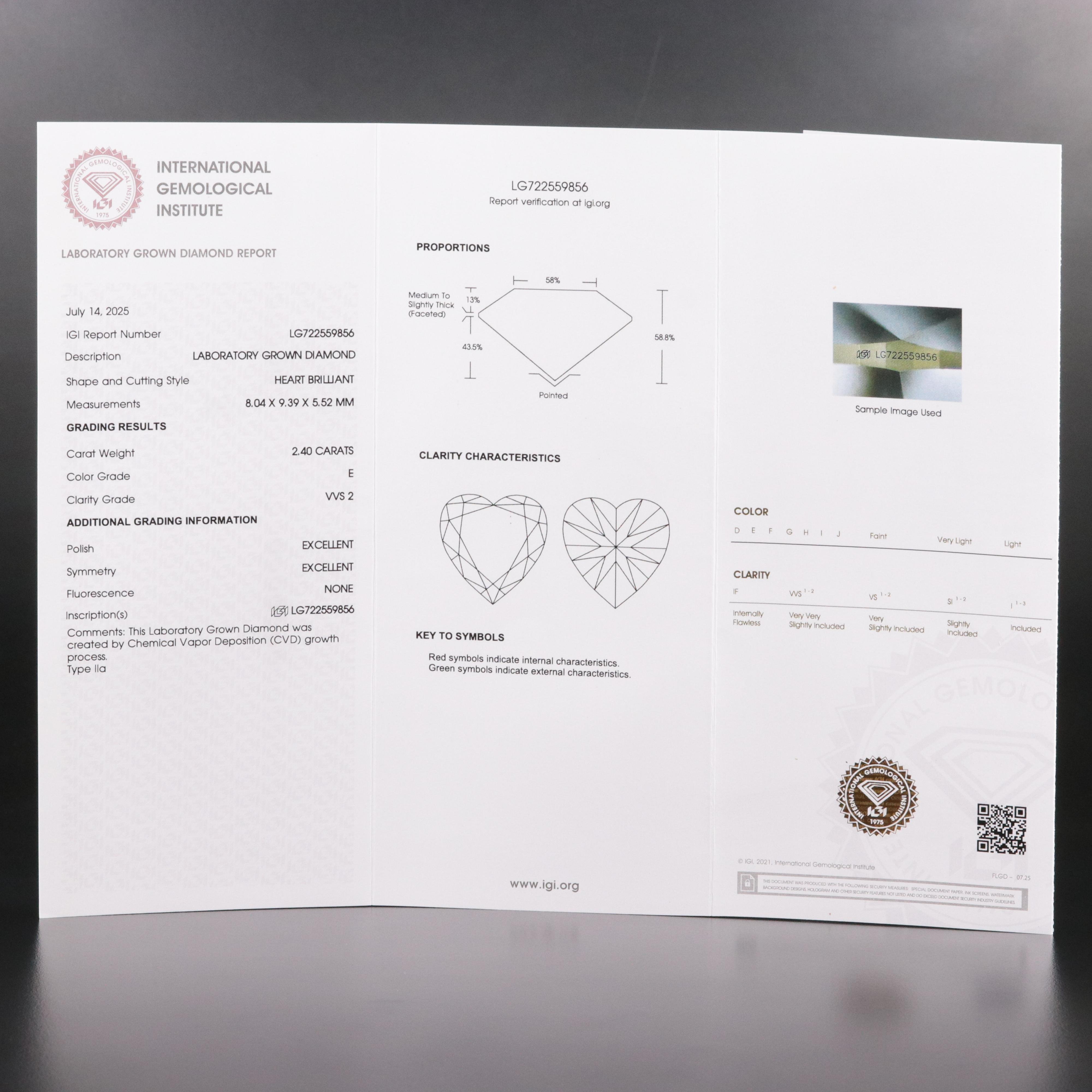 Loose 2.40 CT Lab Grown Diamond with IGI Report | EBTH