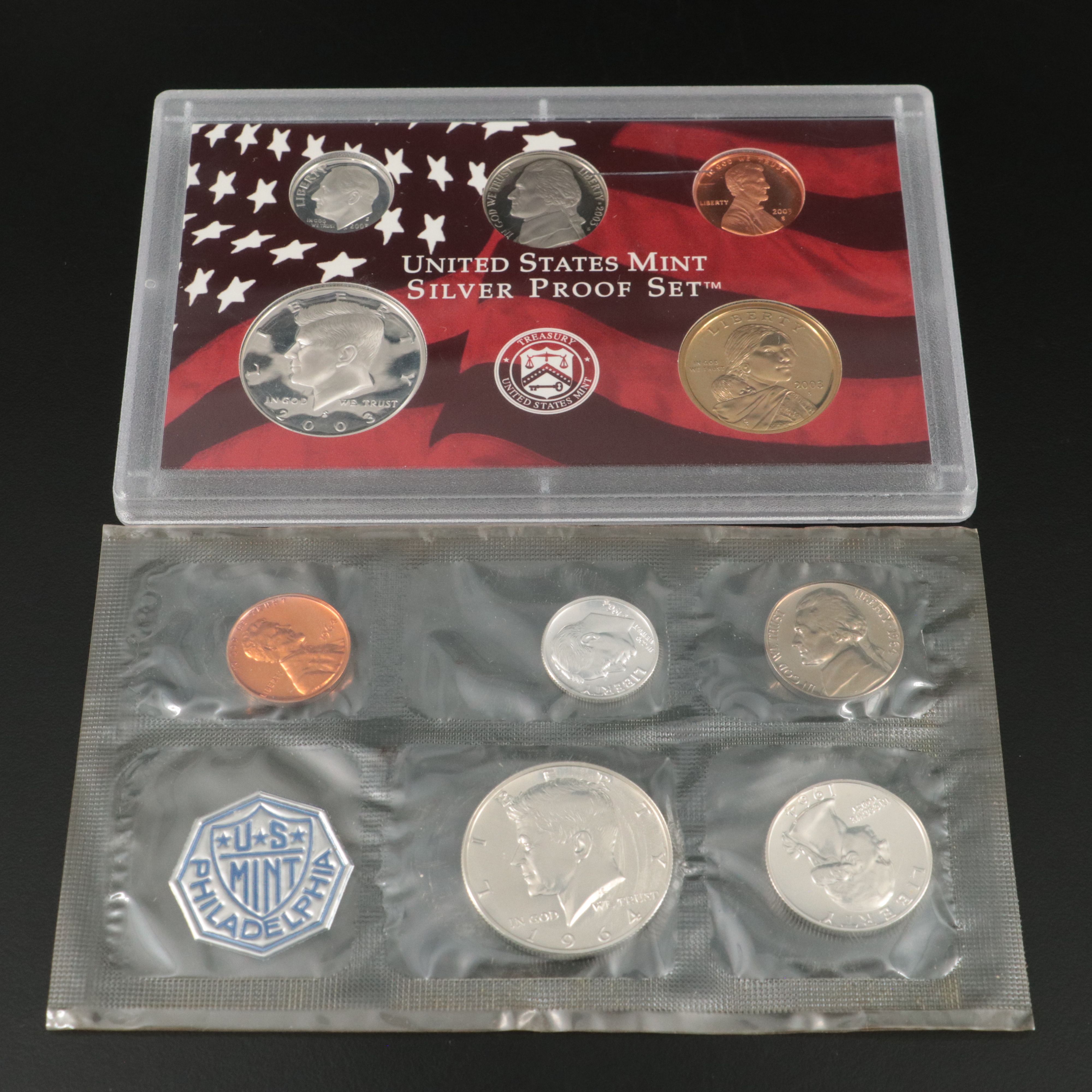 Three 1964 Classic Silver U.S. Proof Sets and a Partial 2003 Silver Set | EBTH