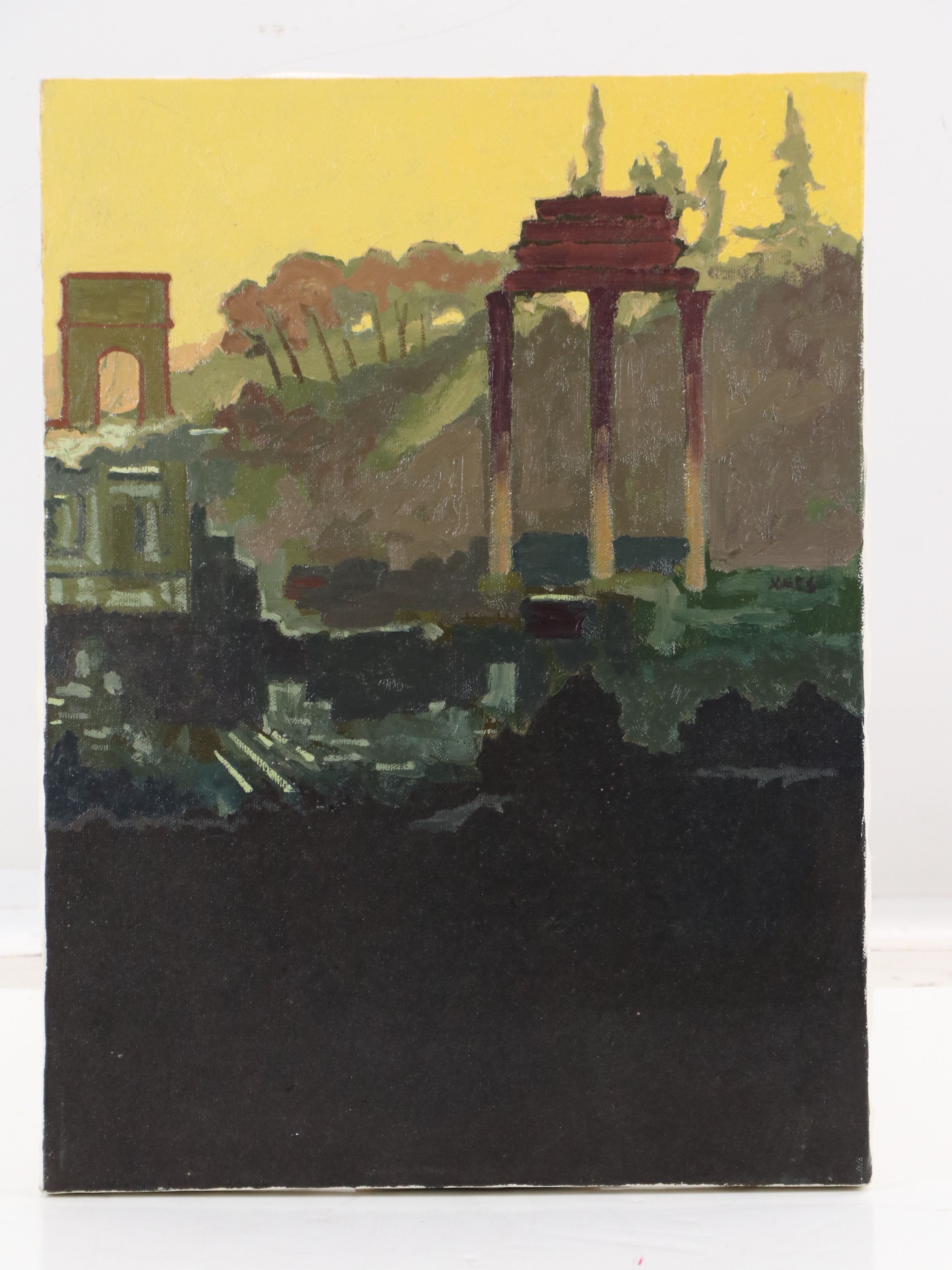Oil Painting of Classical Ruins, Mid-20th Century | EBTH