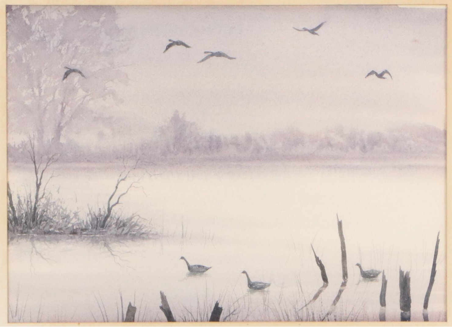 Waterfowl Scene Watercolor Painting and Chromogenic Photograph of ...