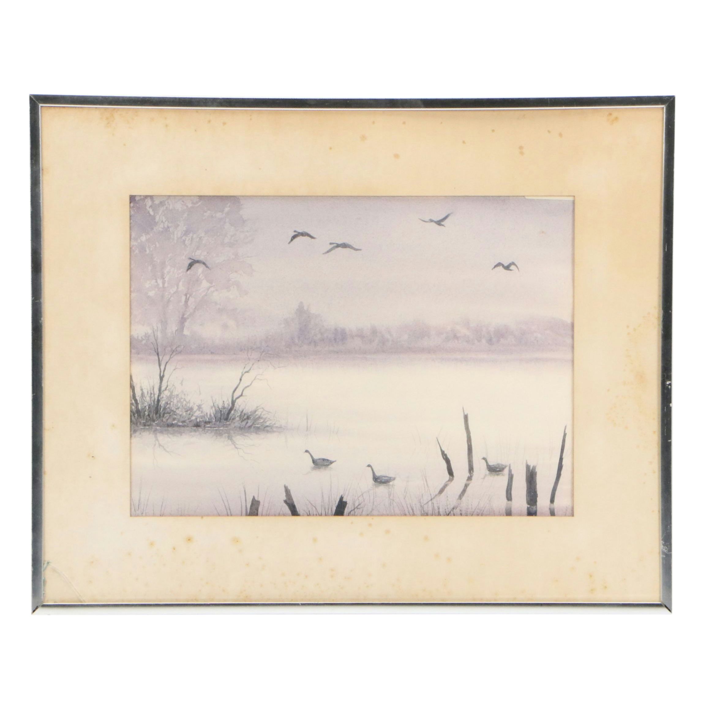 Waterfowl Scene Watercolor Painting and Chromogenic Photograph of ...
